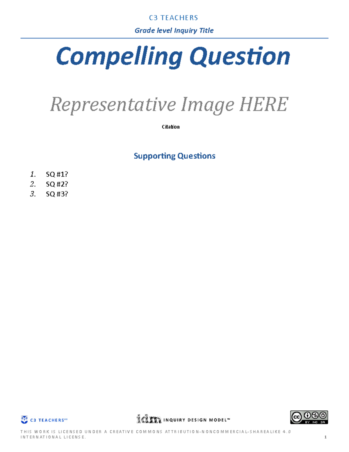 Formatted Inquiry template 3SQ - Grade level Inquiry Title Compelling ...