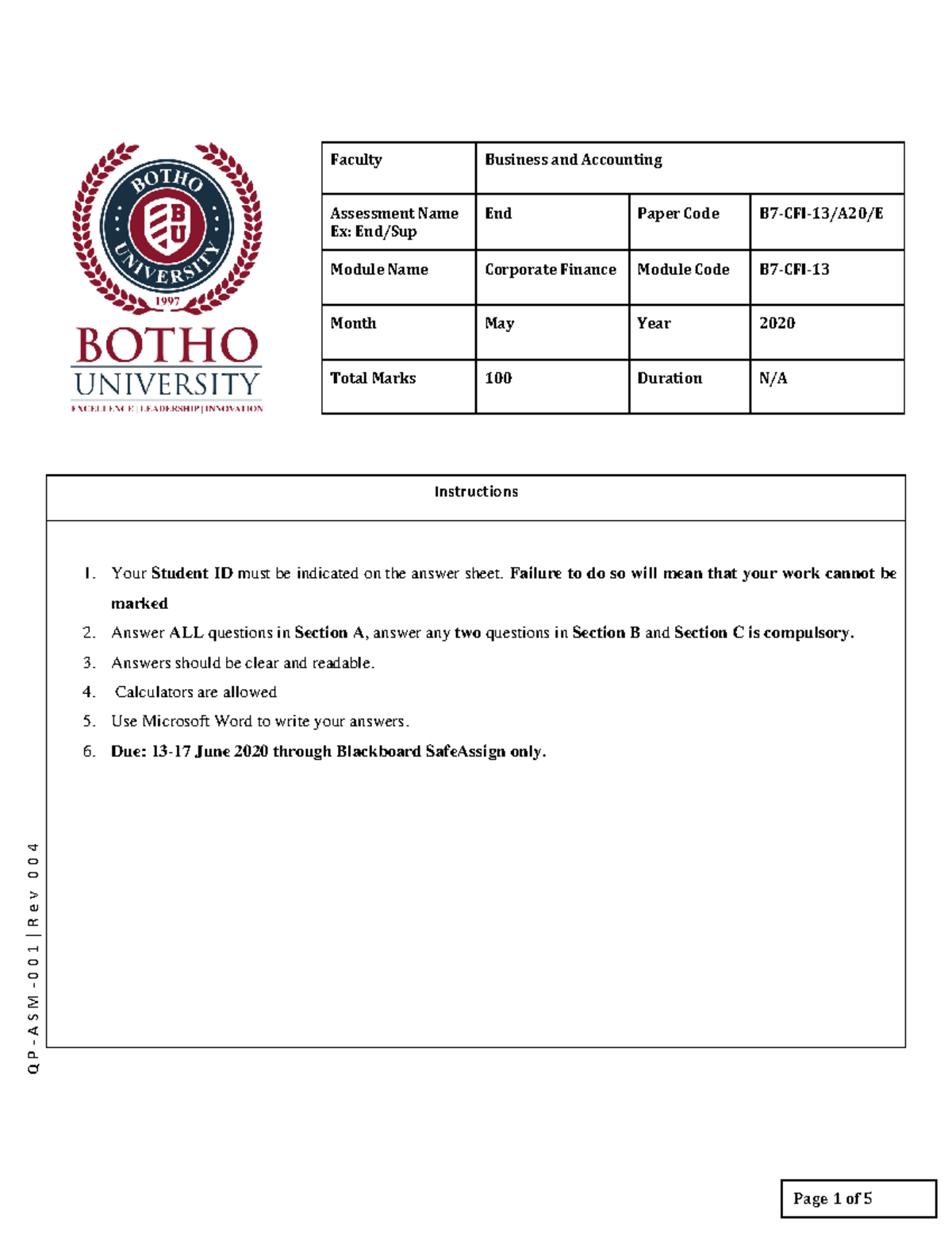 B7-CFI~1 - lecture work - Q P - A S M - 0 0 1 | R e v 0 0 4 Faculty ...