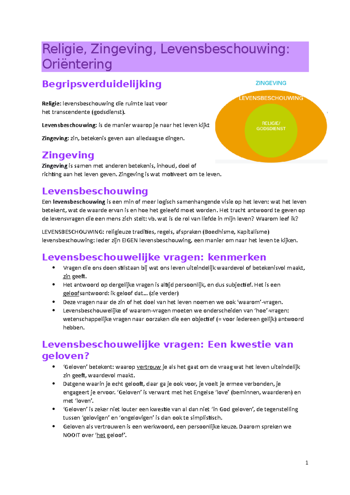 Religie, zingeving, levensbeschouwing - Religie, Zingeving ...