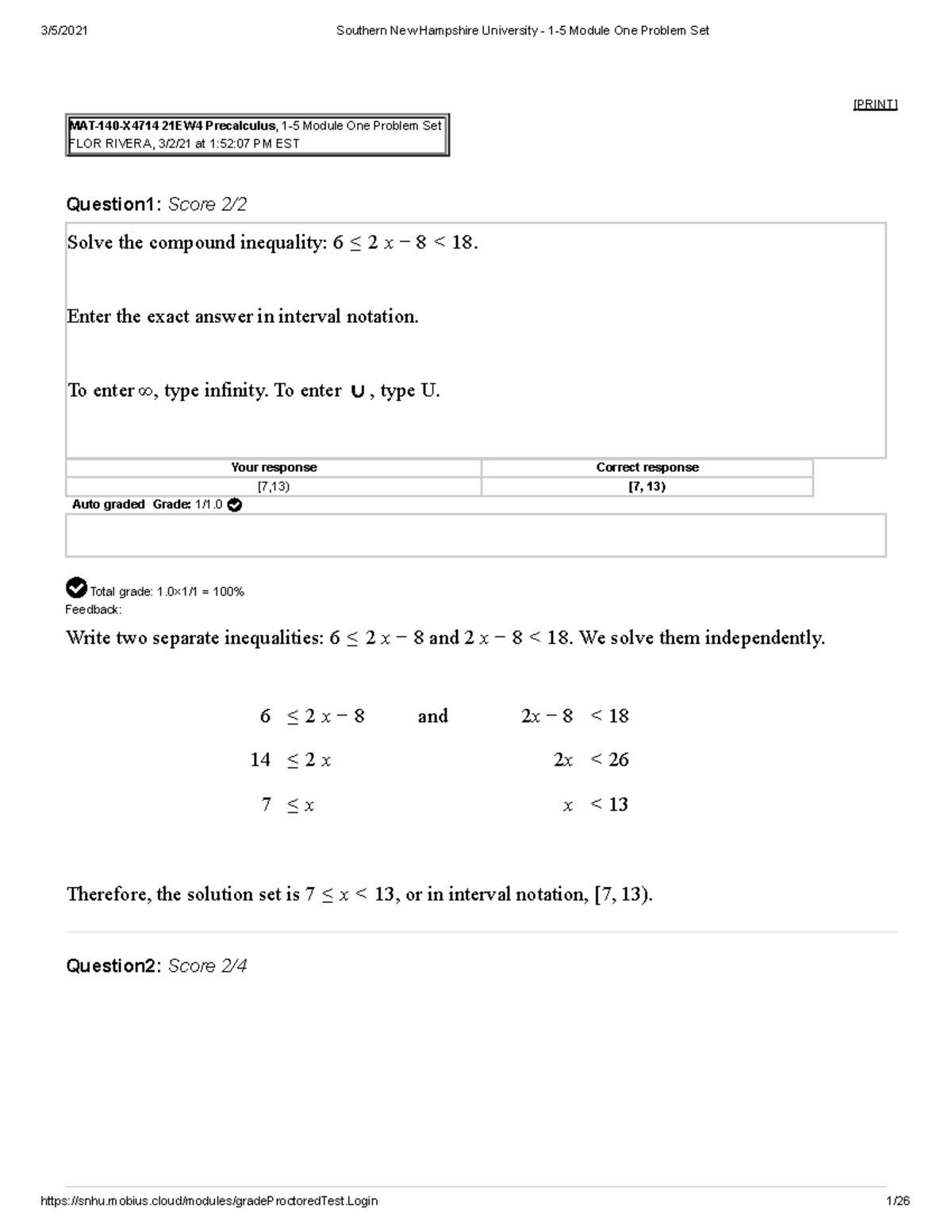 Southern New Hampshire University - 1-5 Module One Problem Set - [PRINT ...