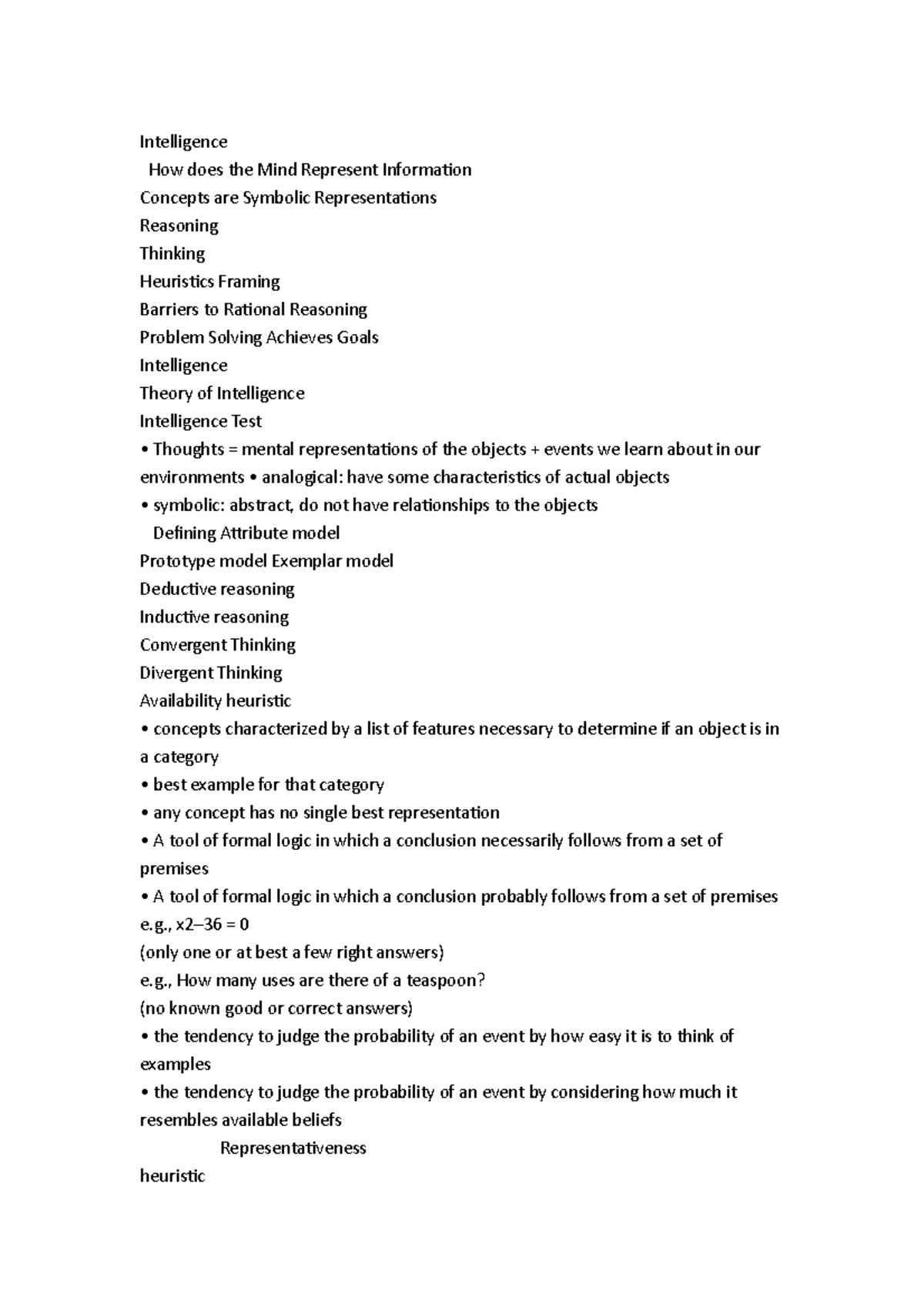 Psychology Intelligence Notes - Intelligence How does the Mind ...