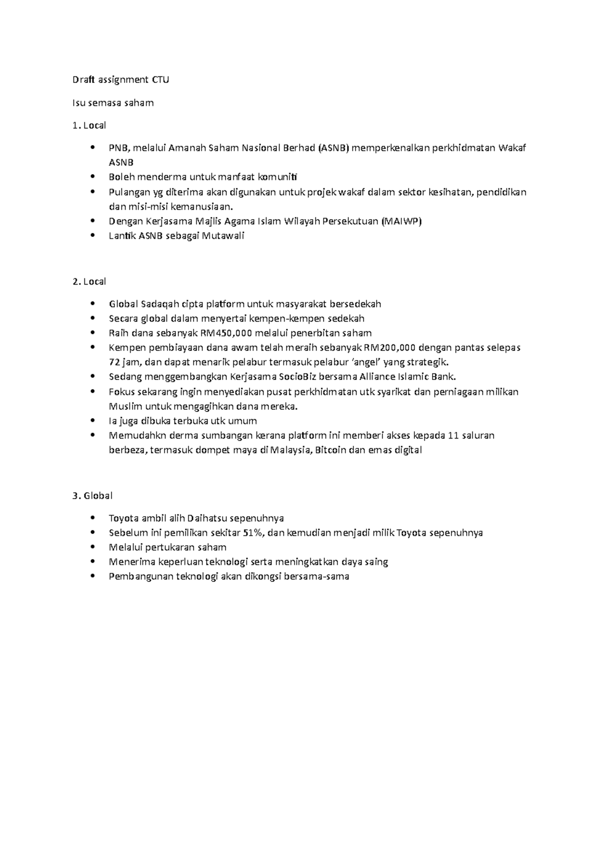 Draft assignment CTU - Dengan Kerjasama Majlis Agama Islam Wilayah ...