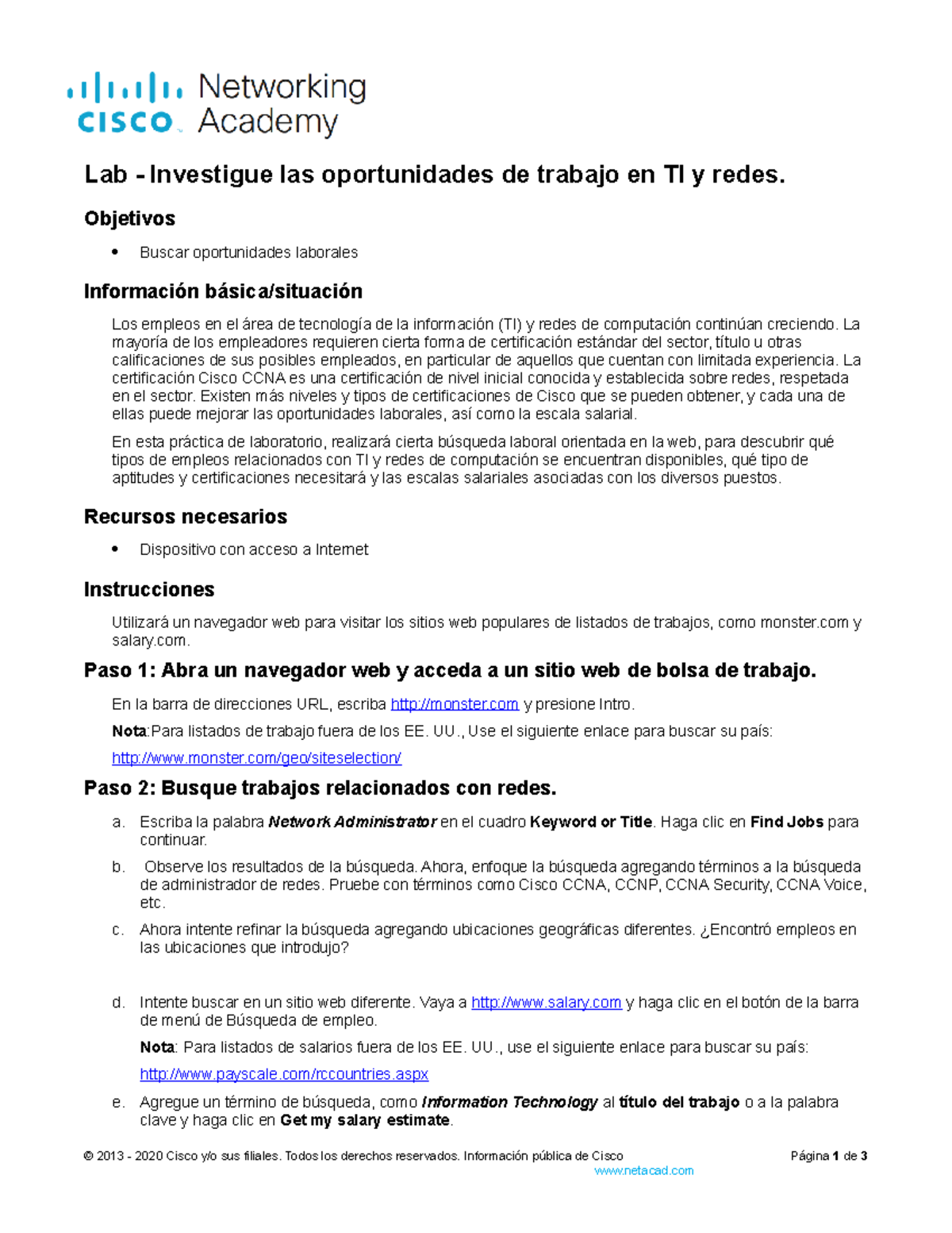 Autoaprendizaje Sesión 1 - Investigue las oportunidades de trabajo en ...