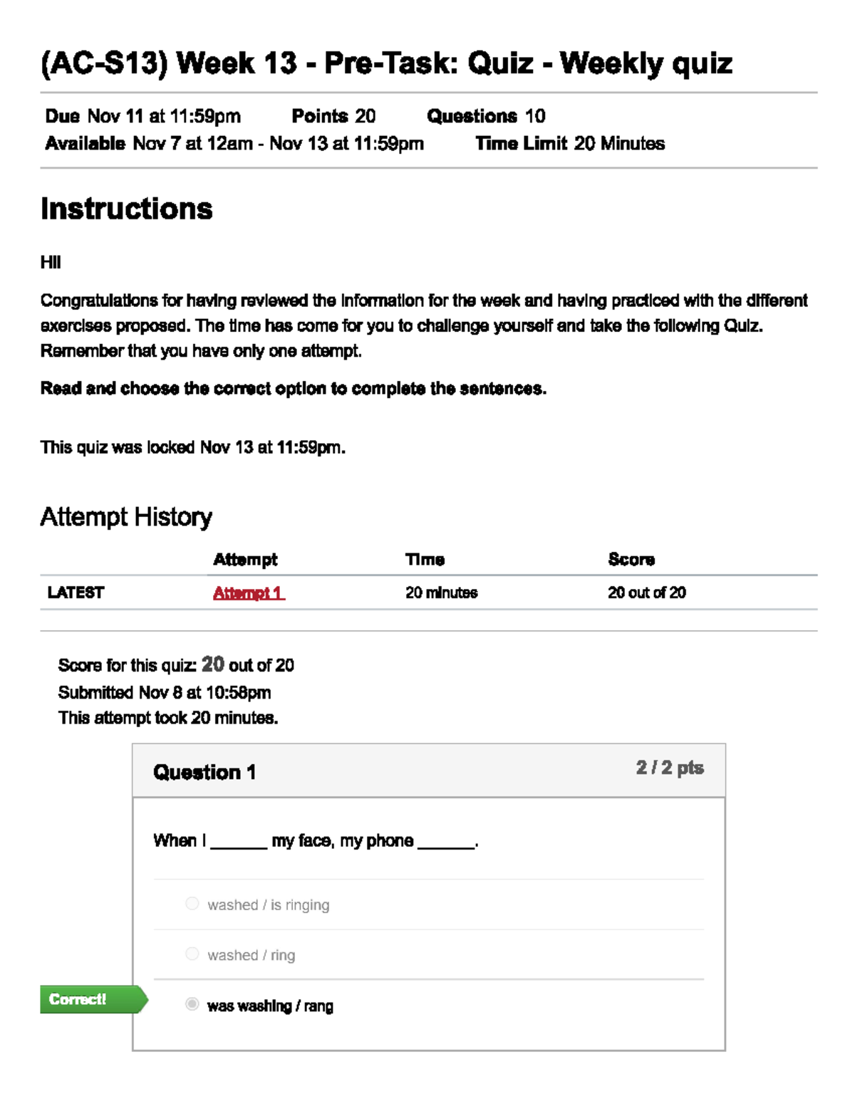 (AC-S13) Week 13 - Pre-Task Quiz - Weekly quiz Ingles III (28069) - Studocu
