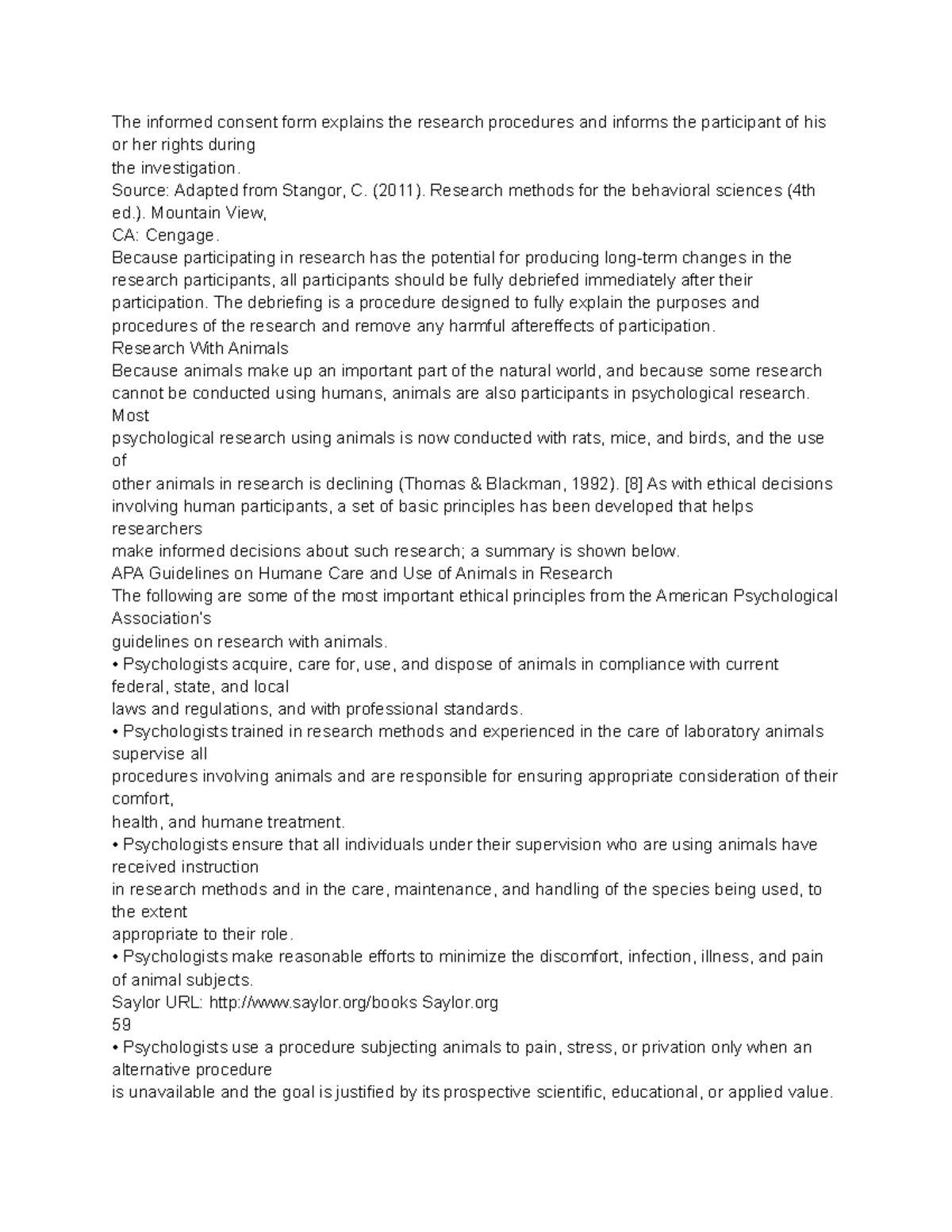 Psychology 7 - The informed consent form explains the research ...