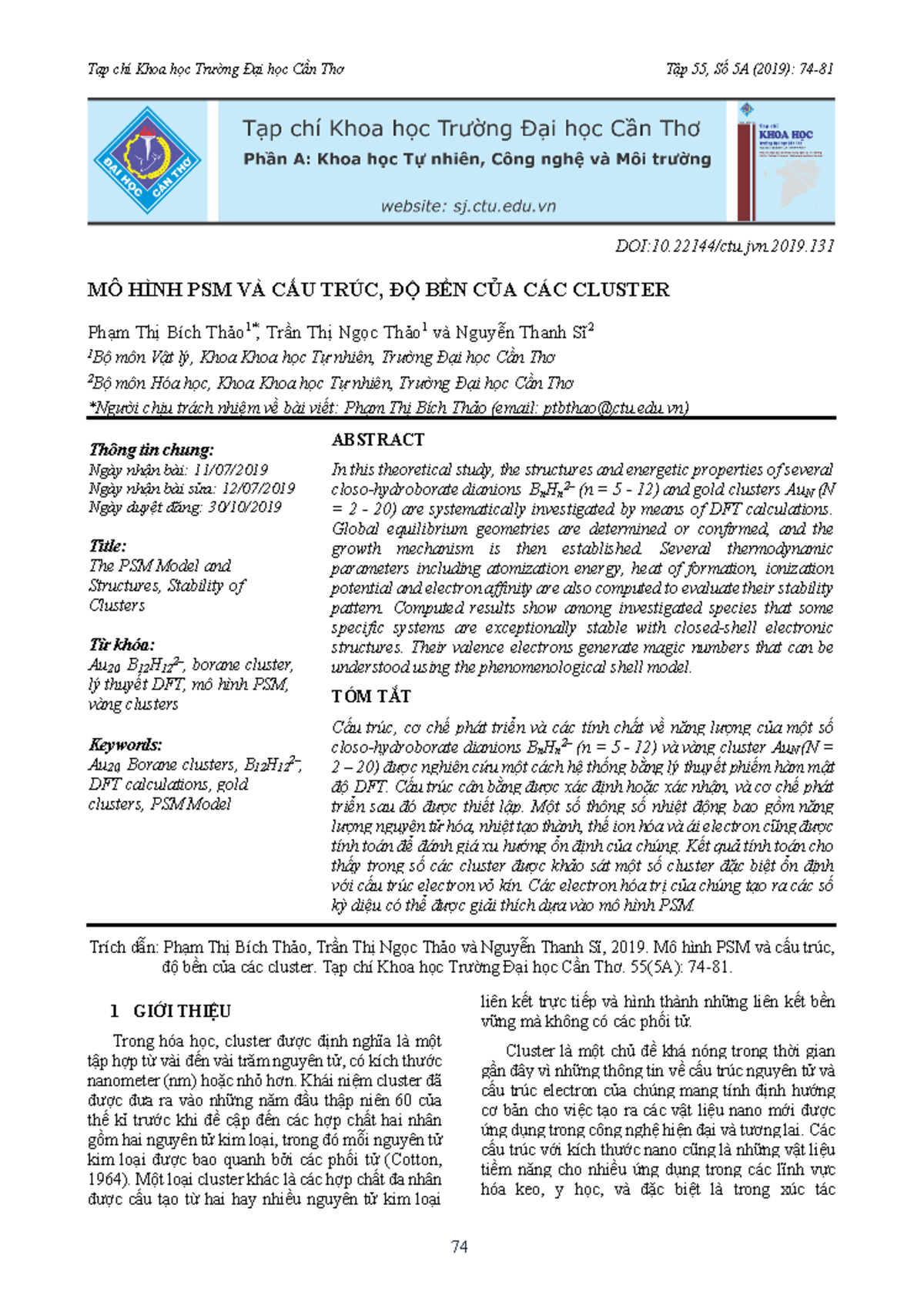 11-TN-PHAM THI BICH THAO(74-81)131 - DOI:10.22144/ctu.jvn. MÔ HÌNH PSM VÀ CẤU TRÚC, ĐỘ BỀN CỦA ...