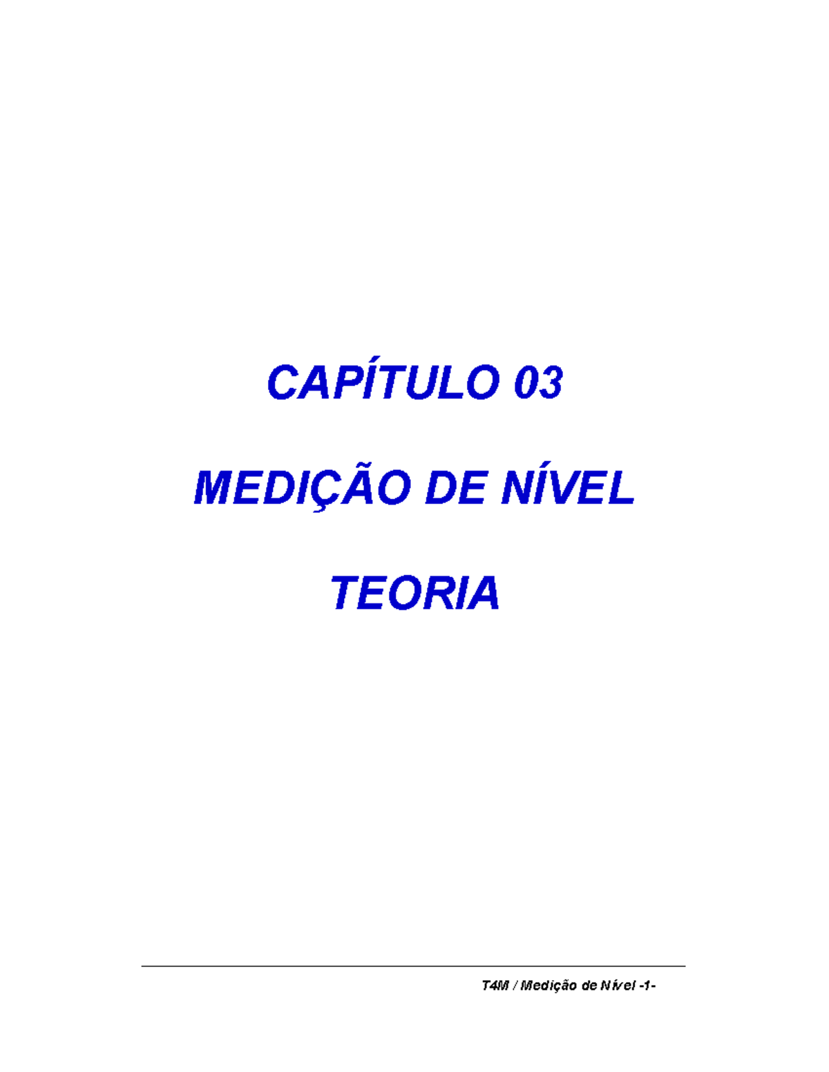 03 T4M Nivel - ffgfg - CAPÍTULO 03 MEDIÇÃO DE NÍVEL TEORIA SUMÁRIO 1 ...