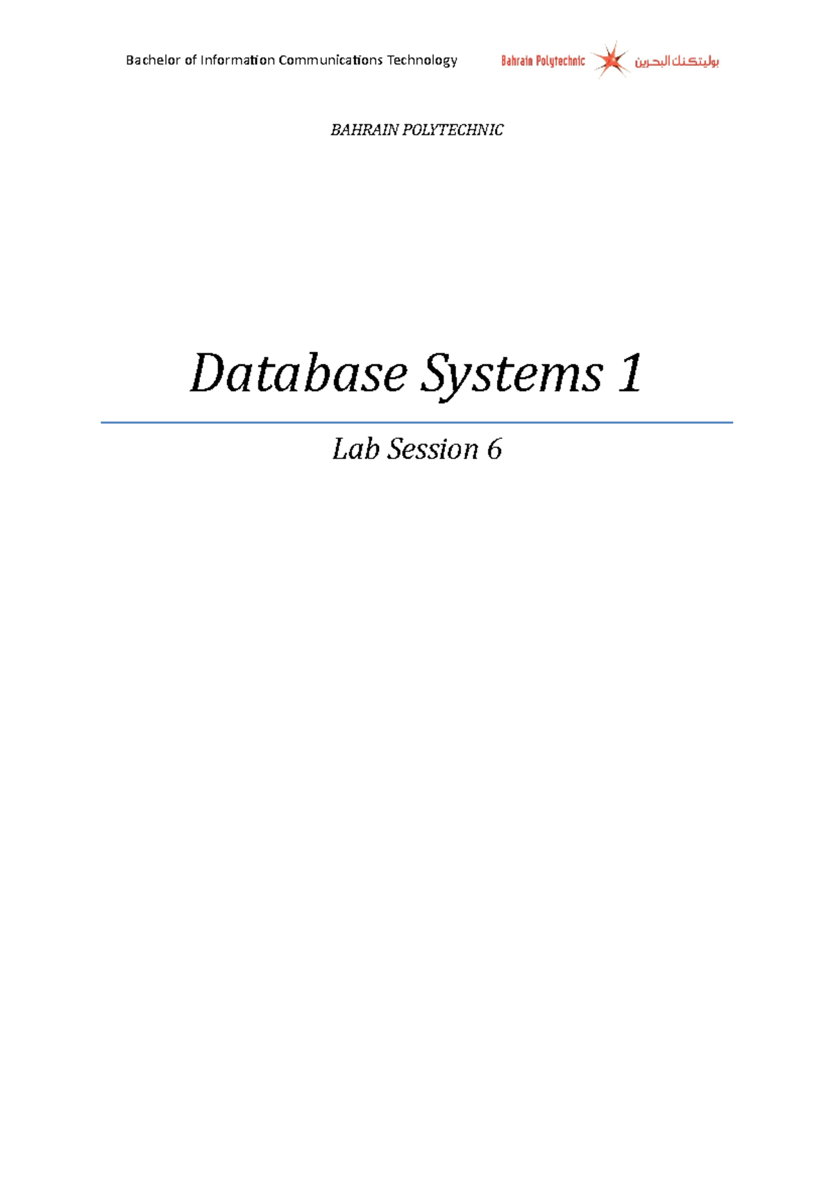 Lab 6 - help file - Bachelor of Information Communications Technology ...