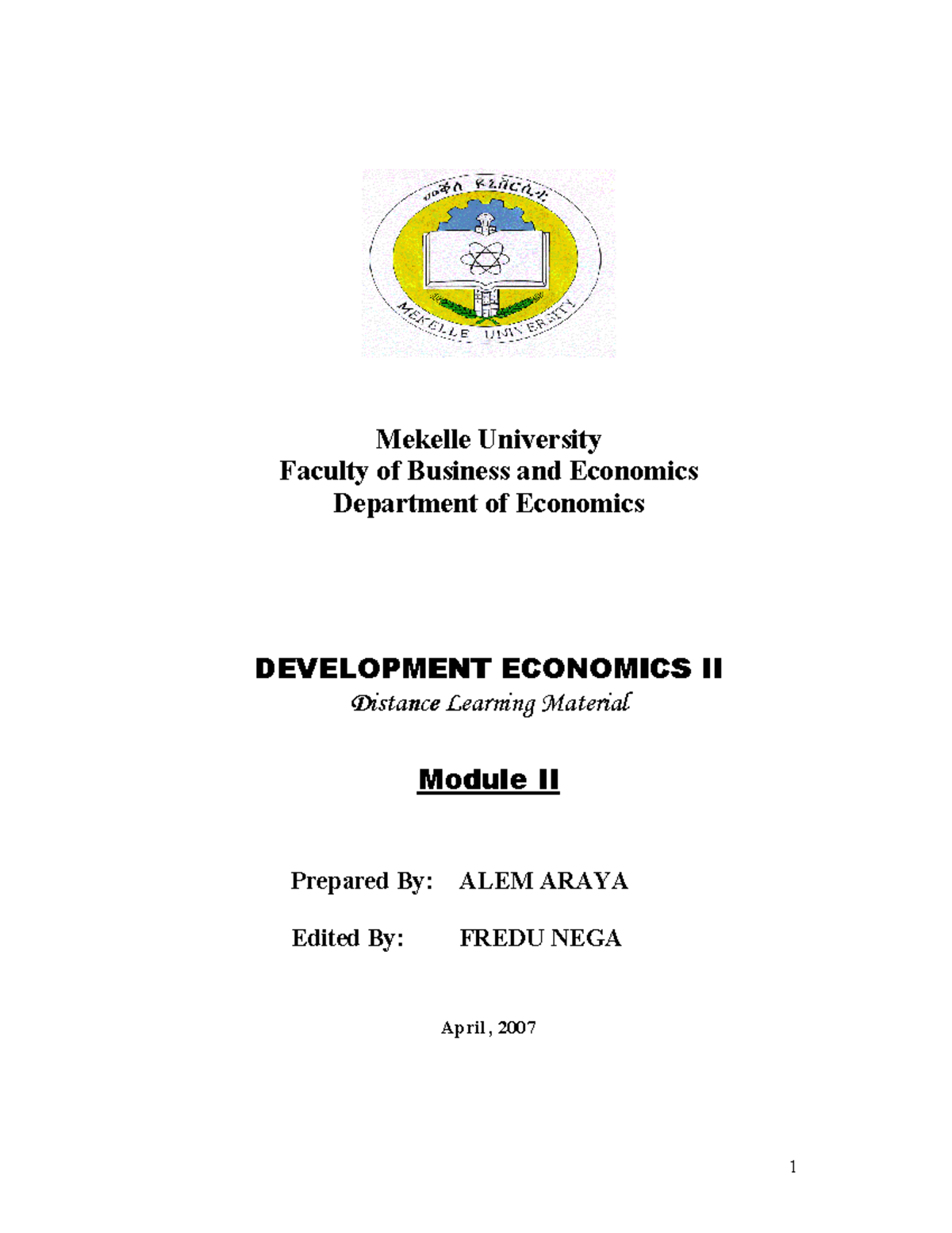 Devt Econ 2 II Module II - Numerical method - Studocu
