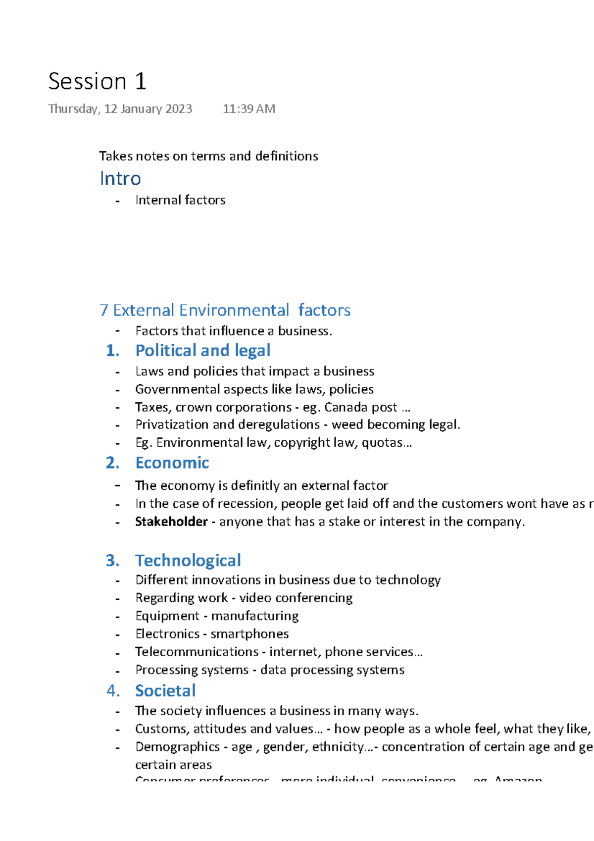 Session 1 - Intro notes - Takes notes on terms and definitions Intro ...