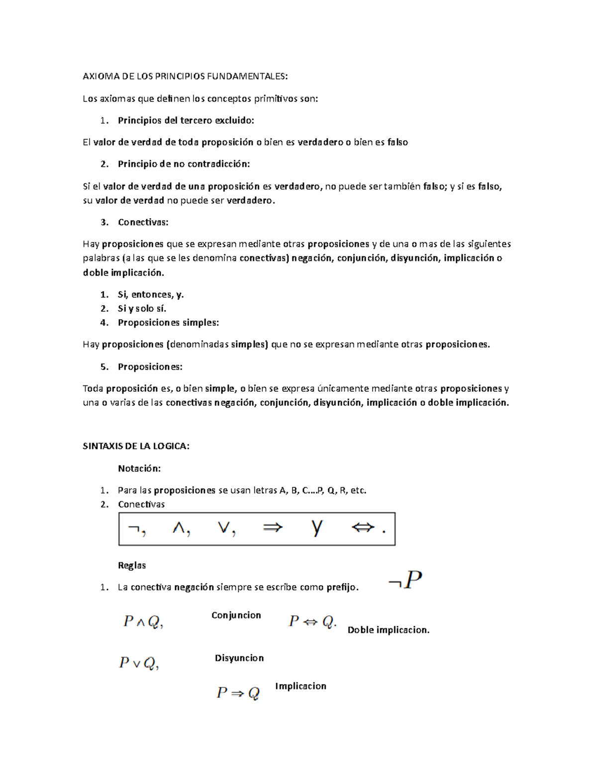 Logica - AXIOMA DE LOS PRINCIPIOS FUNDAMENTALES: Los axiomas que ...