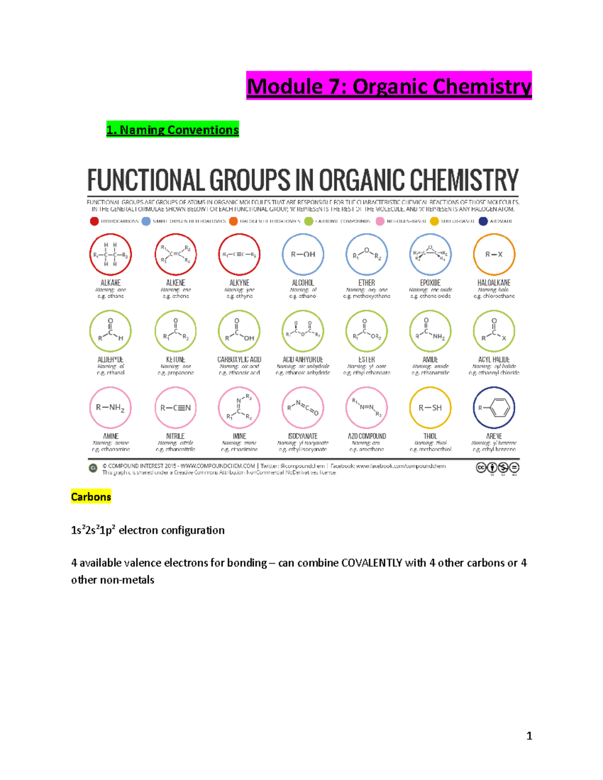 Chemistry Module 7 - mod 7 study notes - Module 7: Organic Chemistry 1 ...