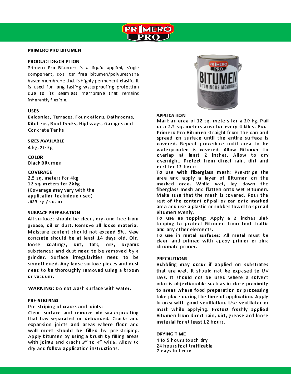 Primero-Pro-Bitumen - module - PRIMERO PRO BITUMEN PRODUCT DESCRIPTION ...