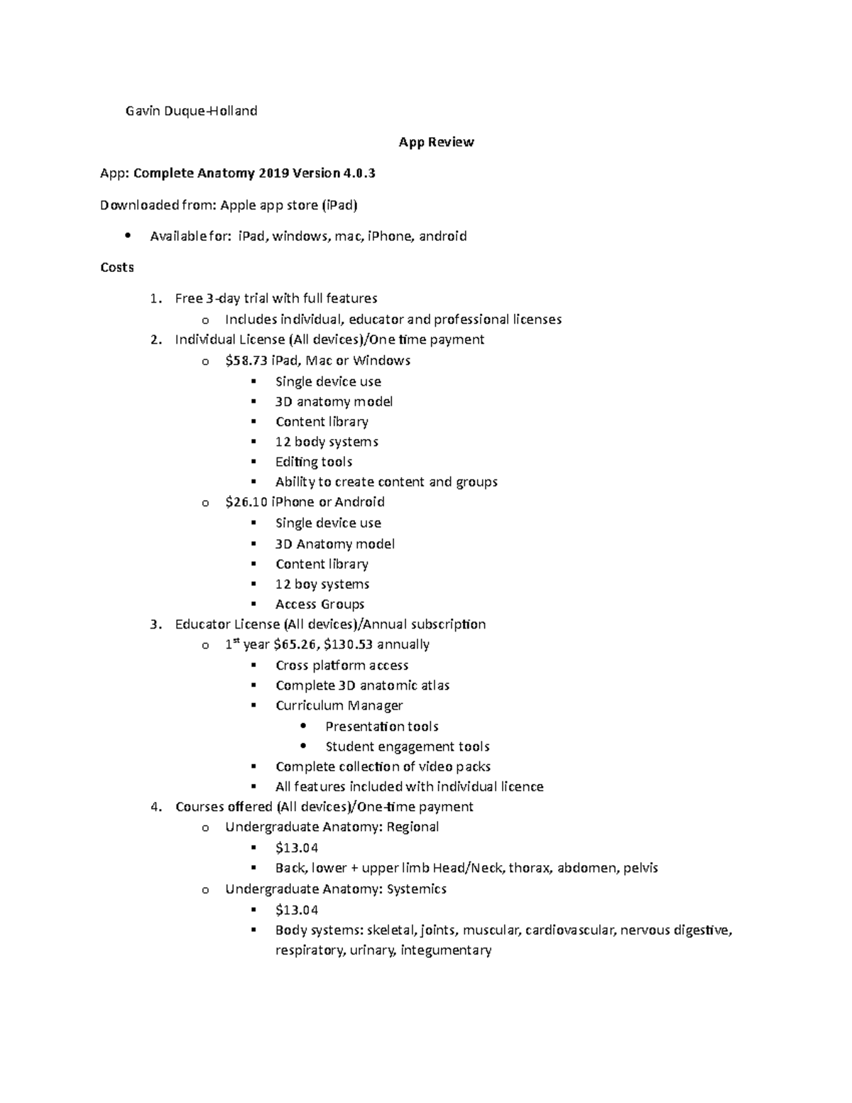 Complete anatomy 2 - App Assignment write ups - Gavin Duque-Holland App ...