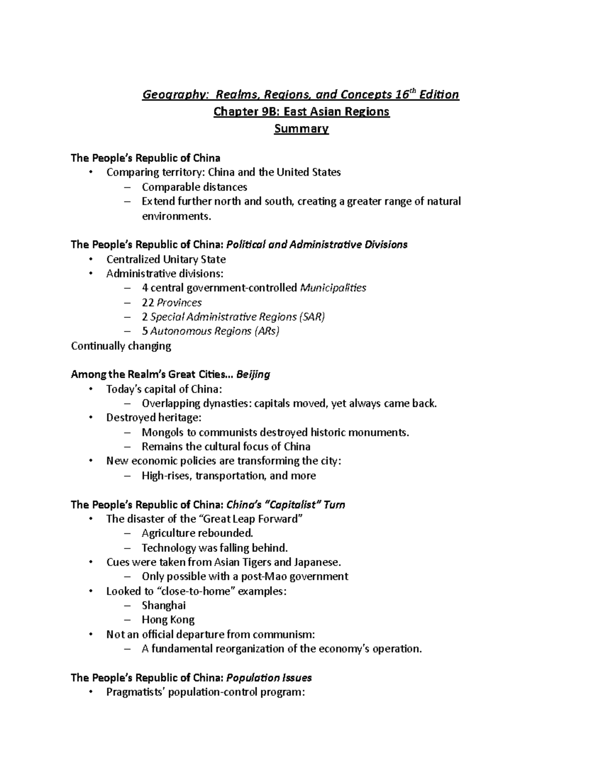 East Asian Regions Summary - Geography: Realms, Regions, and Concepts ...