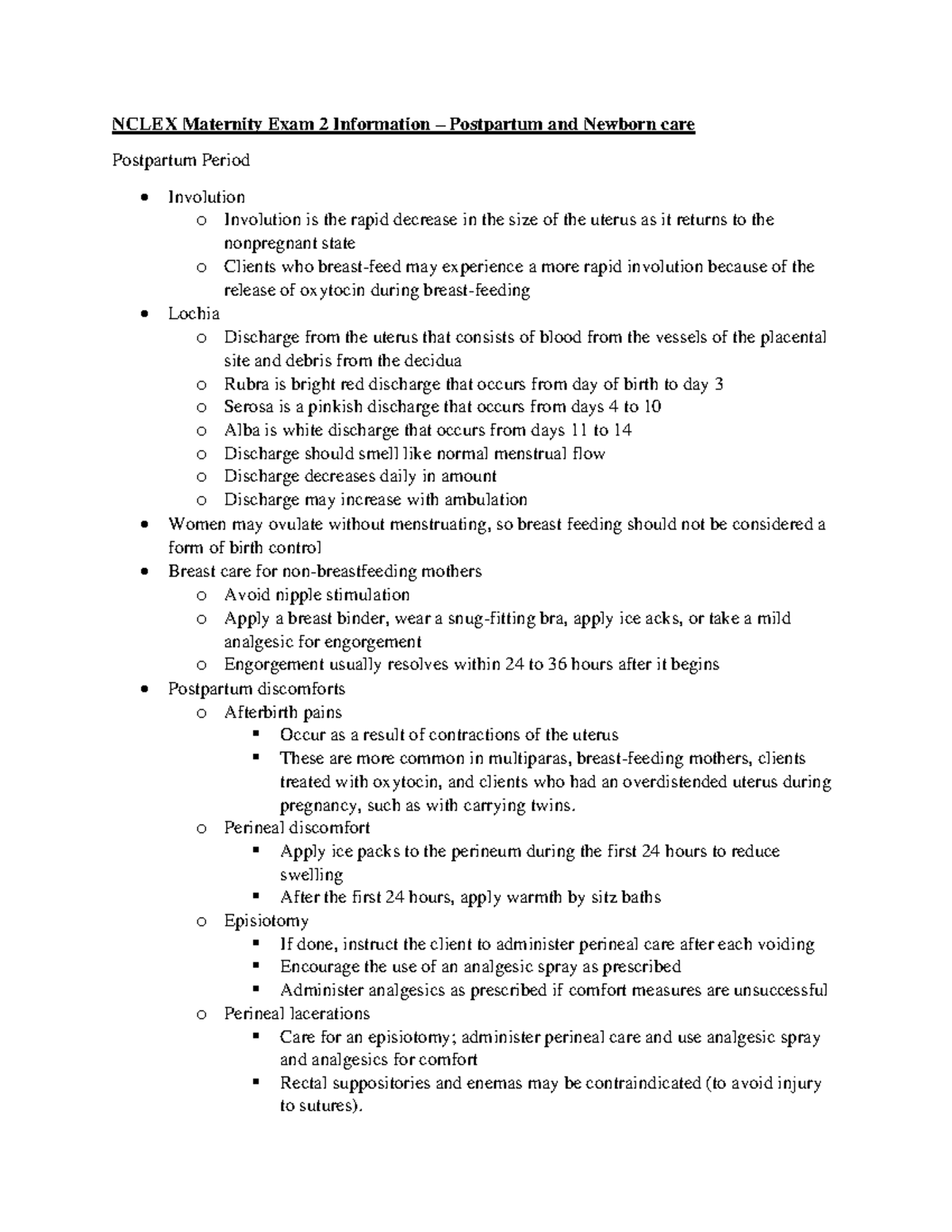 Nclex book exam 2 notes - NCLEX Maternity Exam 2 Information ...