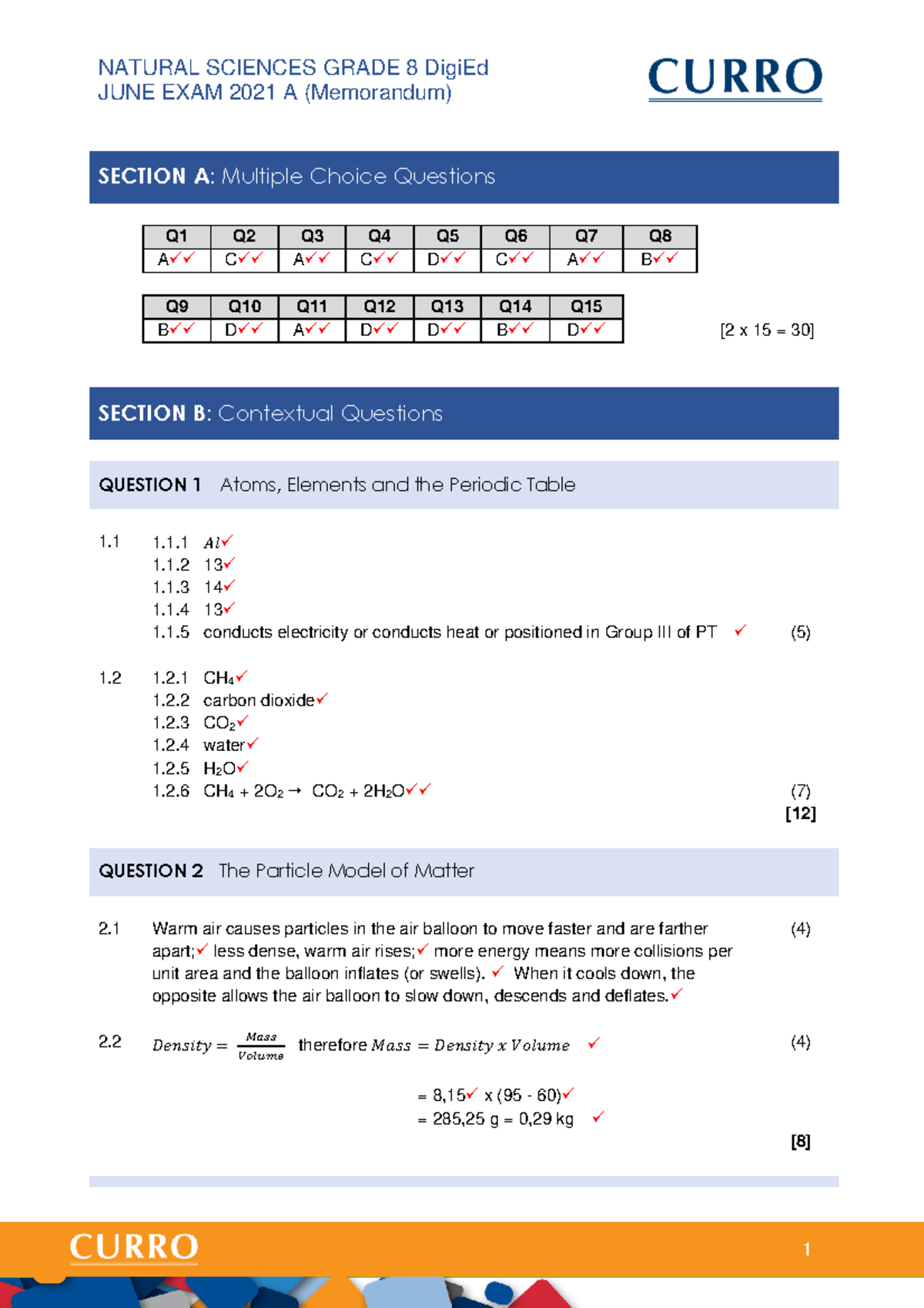 NS GR8 JUN 2021 MG - grase 8 - JUNE EXAM 2021 A (Memorandum) SECTION A ...