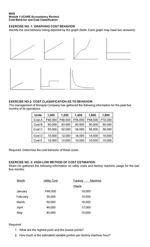 1-5 COST Classification - COST CLASSIFICATION COST CLASSIFICATION EXERCISE – classify the ...