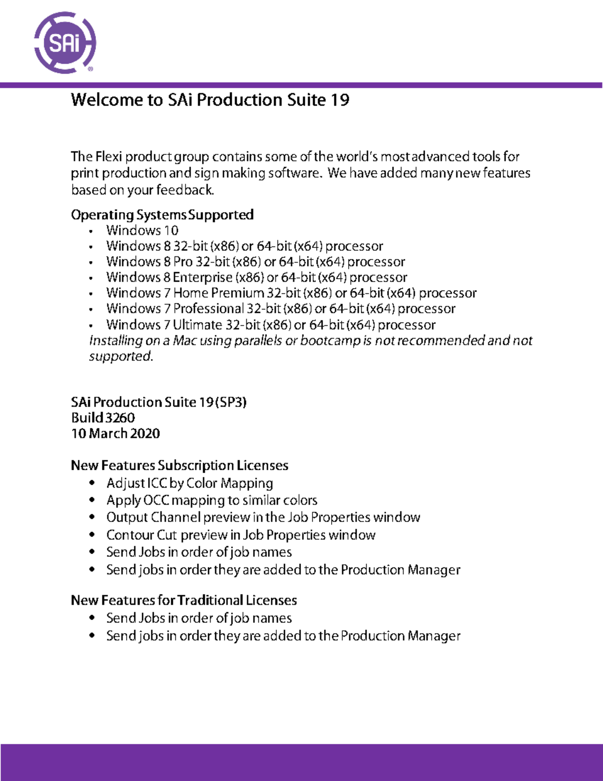 SAi Production Suite 19 Readme - SAi R Welcome to SAi Production Suite 19 The Flexi product ...