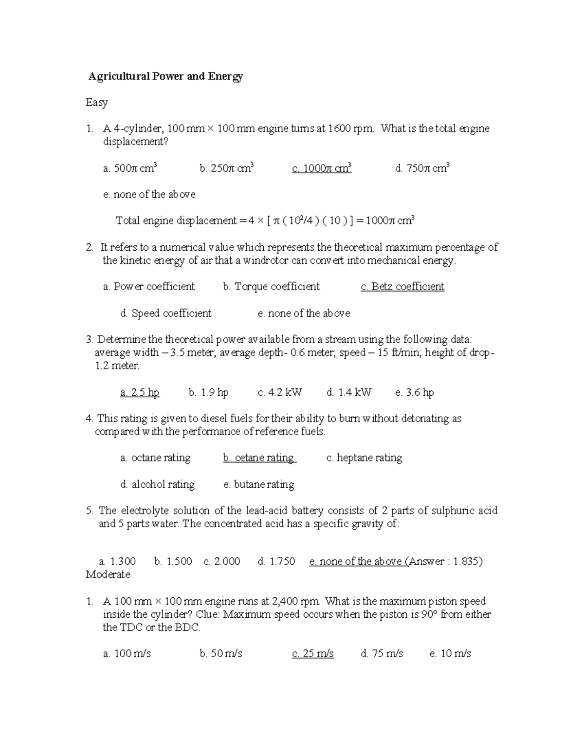 Toaz - Agricultural Power and Energy Easy A 4-cylinder, 100 mm × 100 mm ...