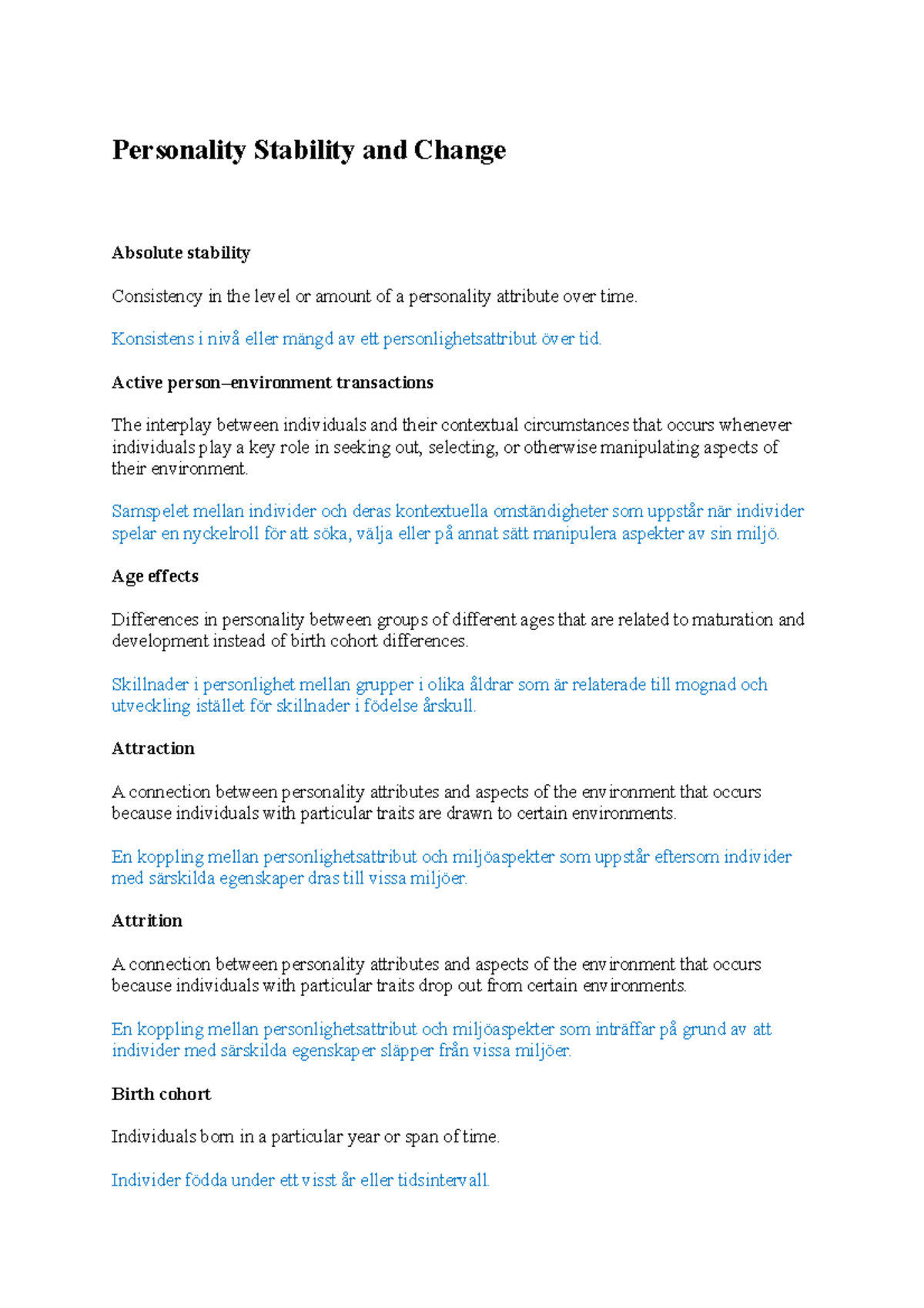 Personality Stability and Change_English and Swedish - Personality ...