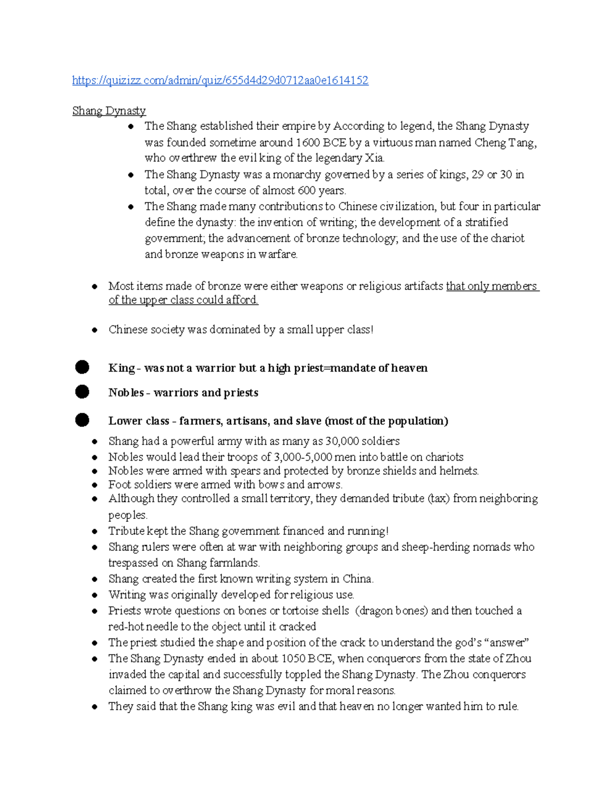 Ancient China-study guide - quizizz/admin/quiz/655d4d29d0712aa0e Shang ...