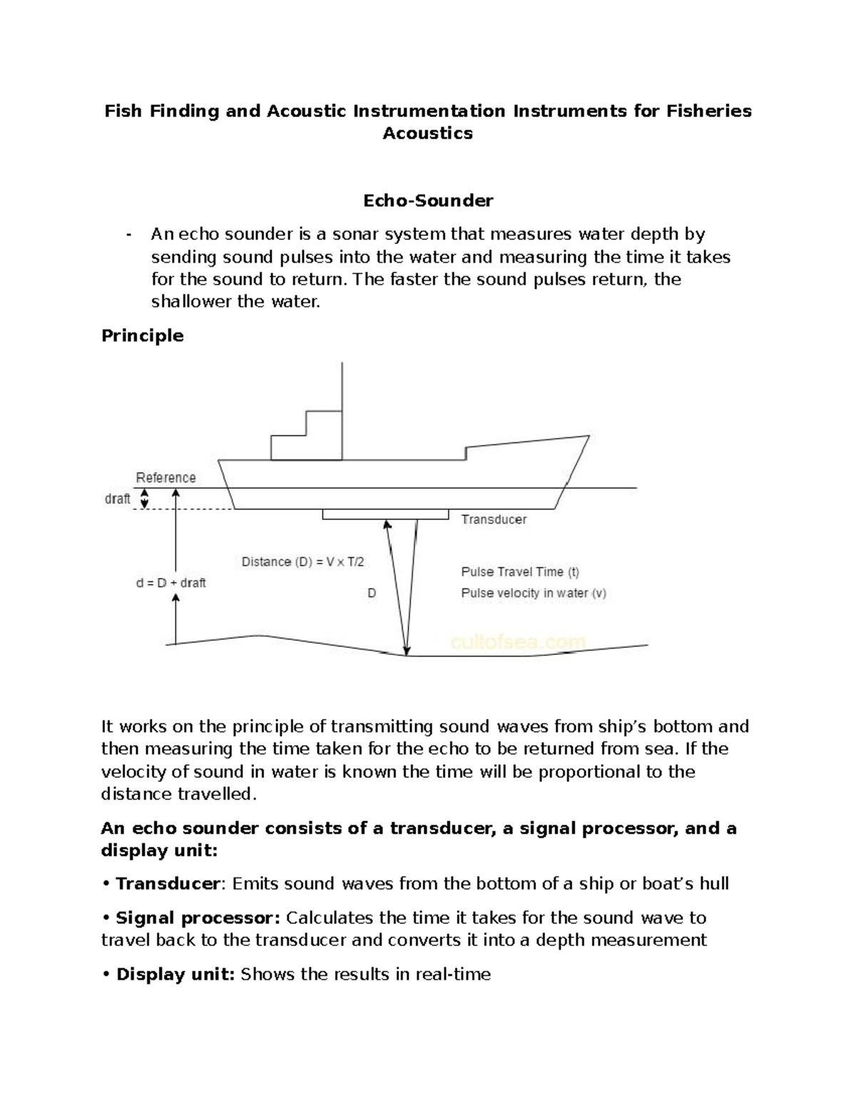 Fish Finding and Acoustic Instrumentation - The faster the sound pulses ...