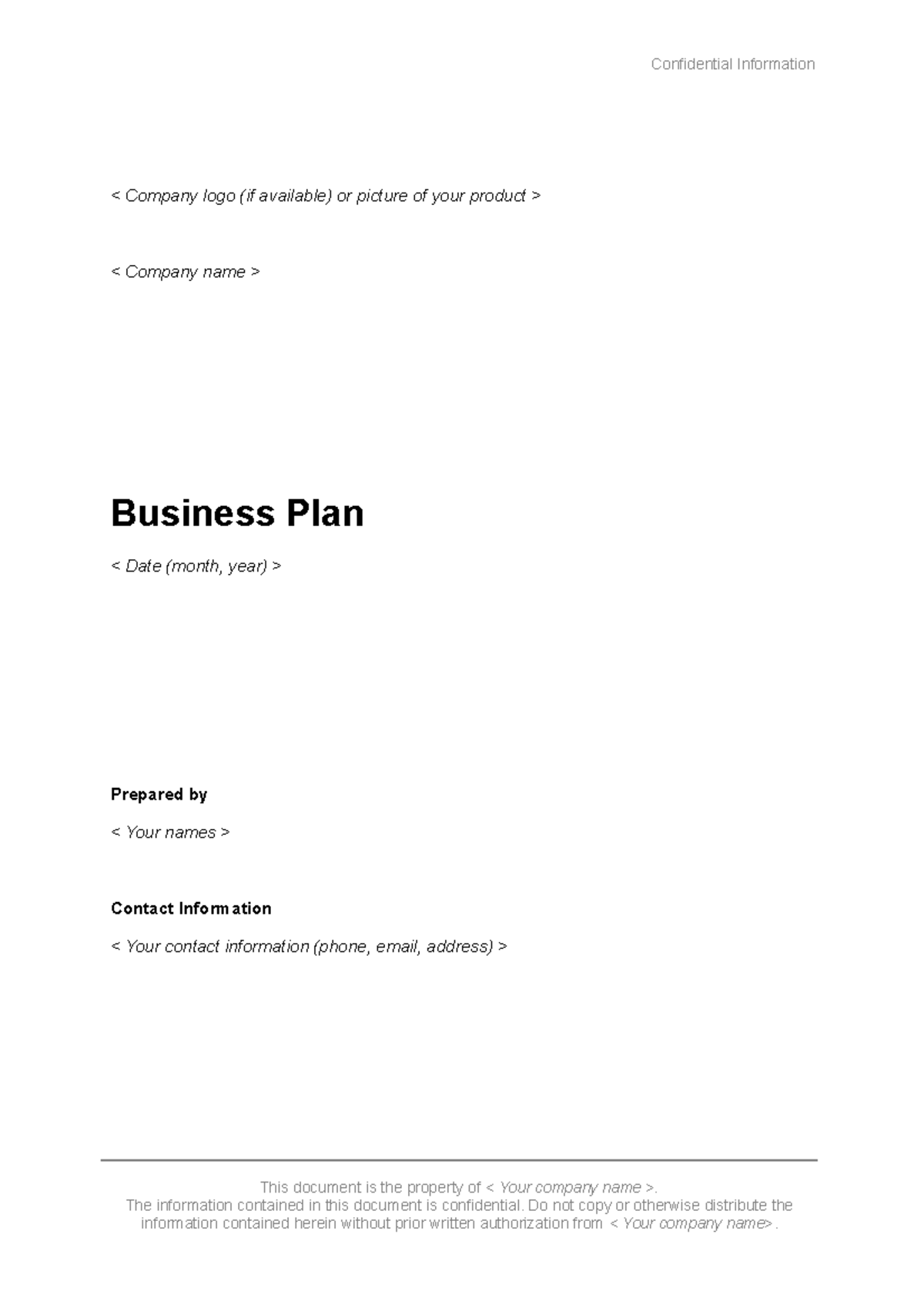 Full-Business-Plan - Entrep - Confidential Information