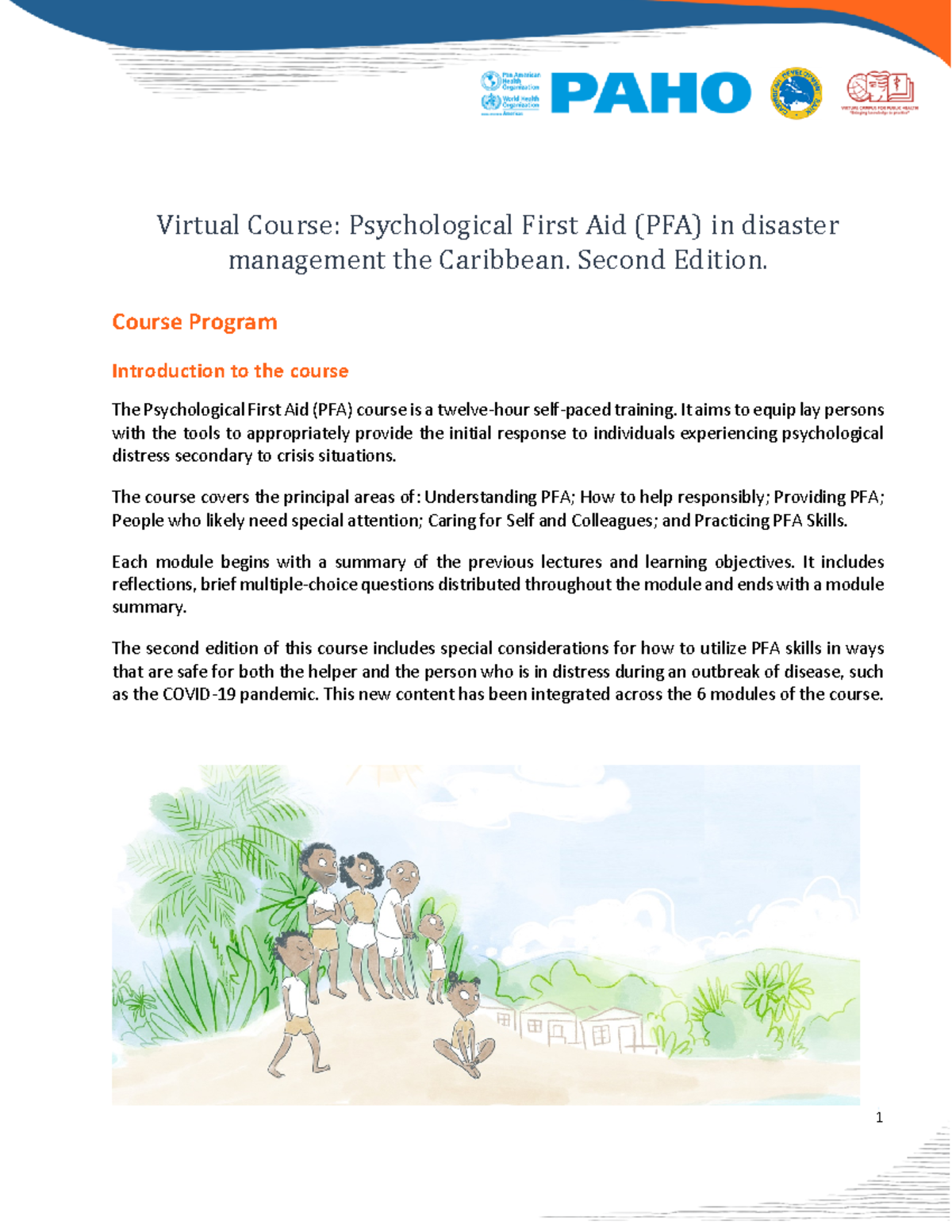 PFA course program second edition - Virtual Course: Psychological First Aid (PFA) in disaster ...
