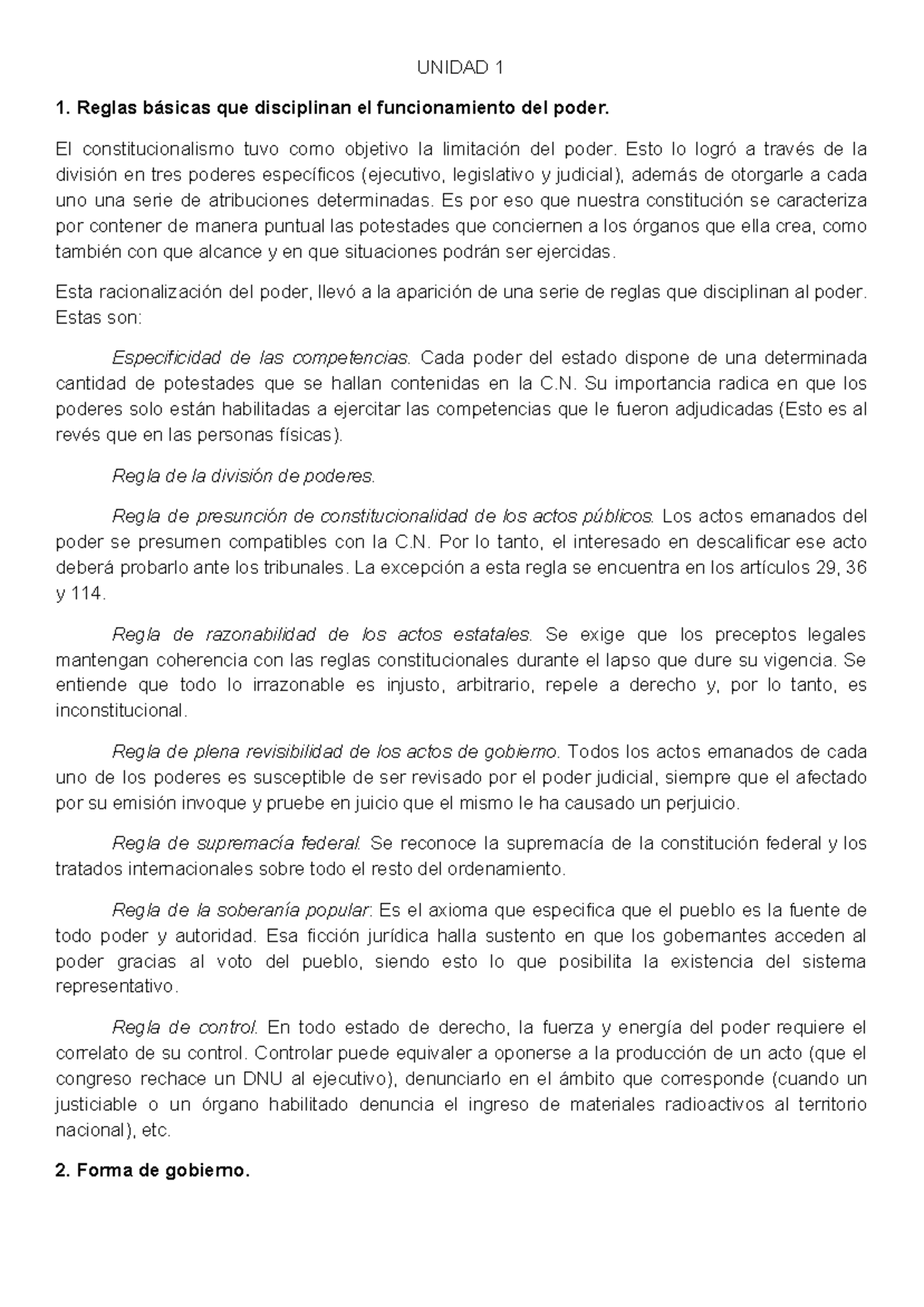 Resumen De Derecho De Los Poderes 1 8 Unidad 1 1 Reglas Básicas Que