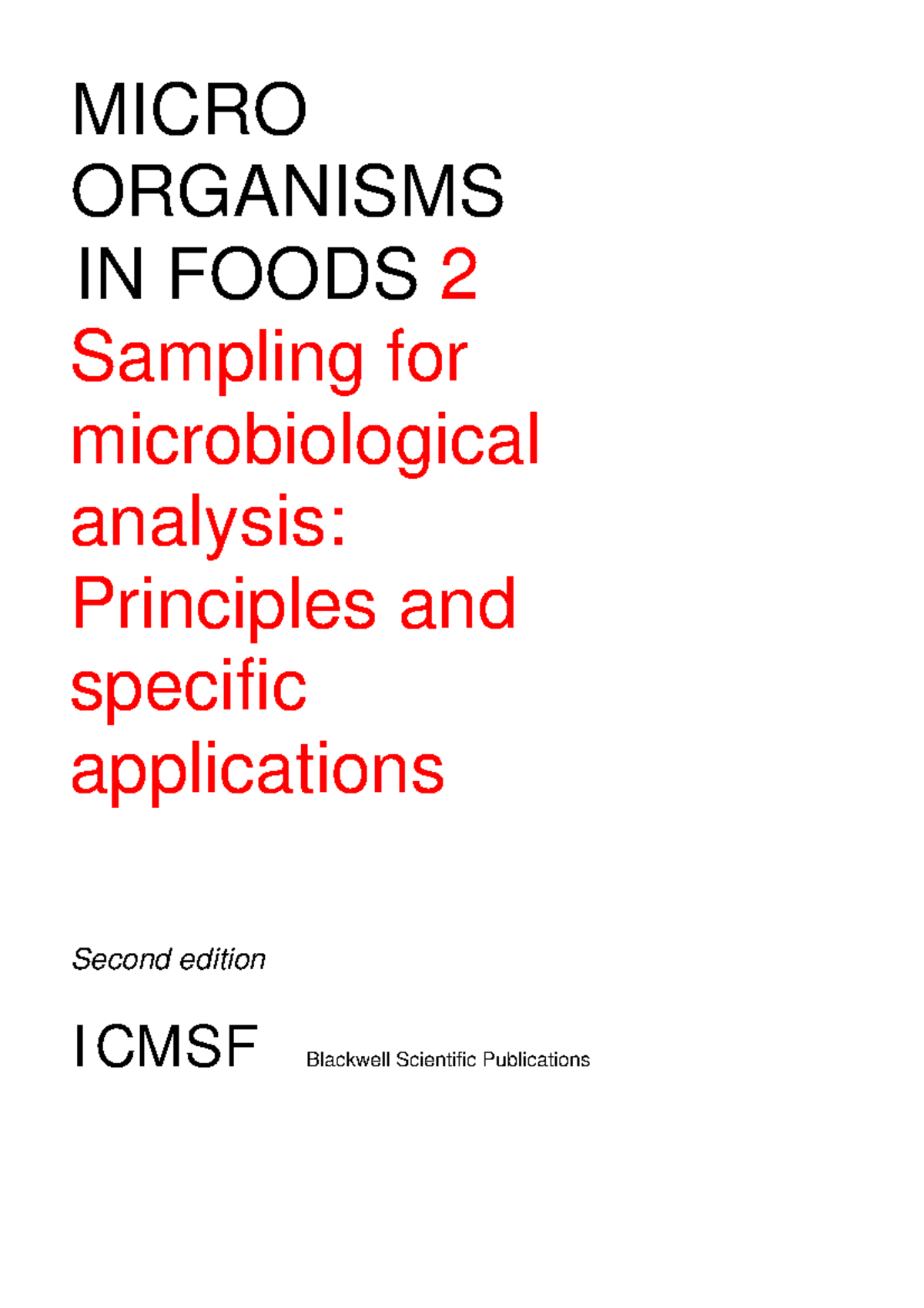 Icmsf microbiological sampling guidelines - MICRO ORGANISMS IN FOODS 2 ...