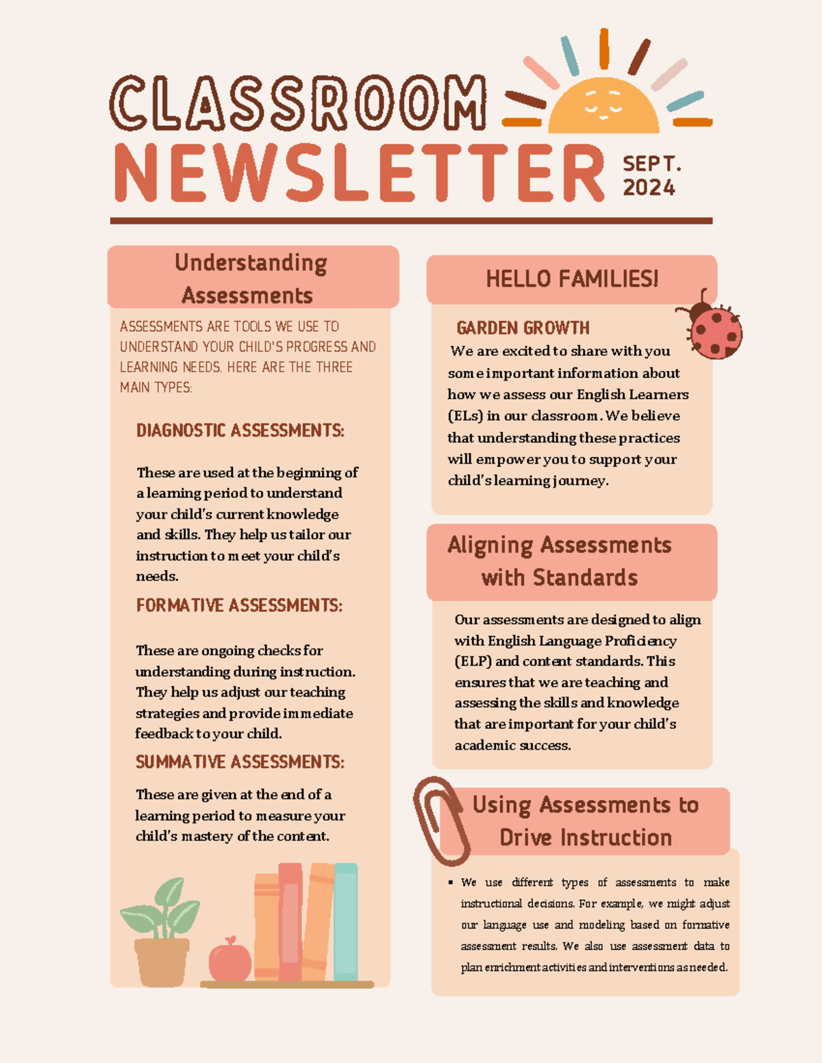 Classroom Educational Newsletter in Pink Brown and Cream Simple Graphic ...