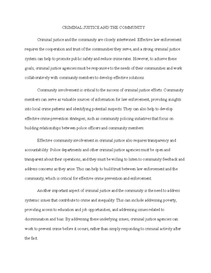 Criminal Justice AND THE Community Notes 2 - CRIMINAL JUSTICE AND THE ...