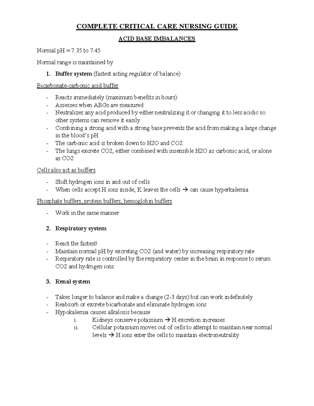 critical care nursing notes - COMPLETE CRITICAL CARE NURSING GUIDE ACID ...