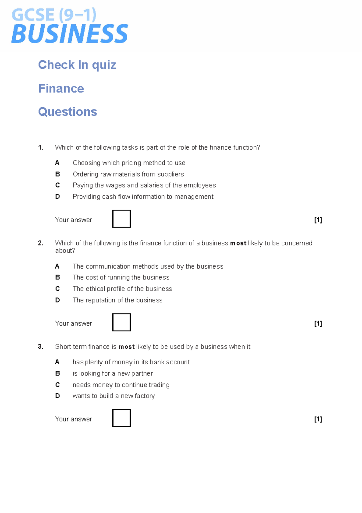 400555 finance check in quiz - Check In quiz Finance Questions Which of ...