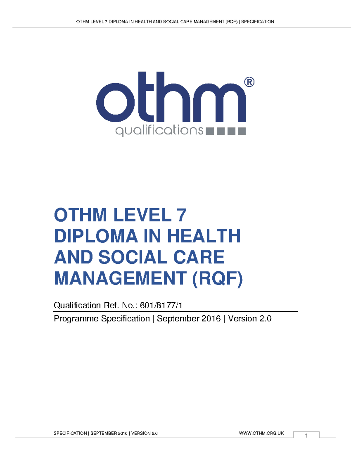 OTHM Level 7 Diploma IN Health AND Socia - OTHM LEVEL 7 DIPLOMA IN ...