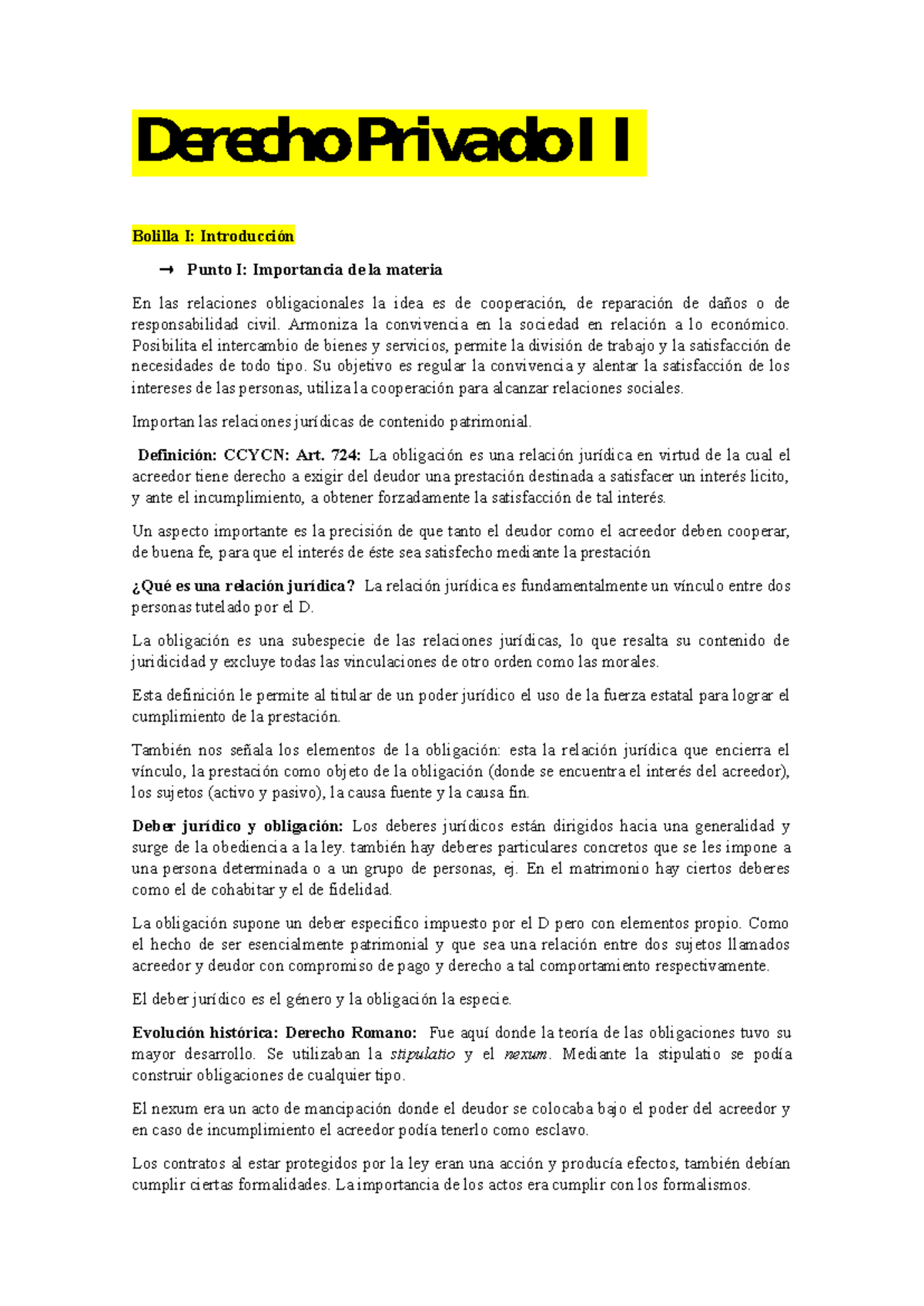 Copia de DP2 Parcial 1 - Kdkd - DerechoPrivadoI I Bolilla I ...