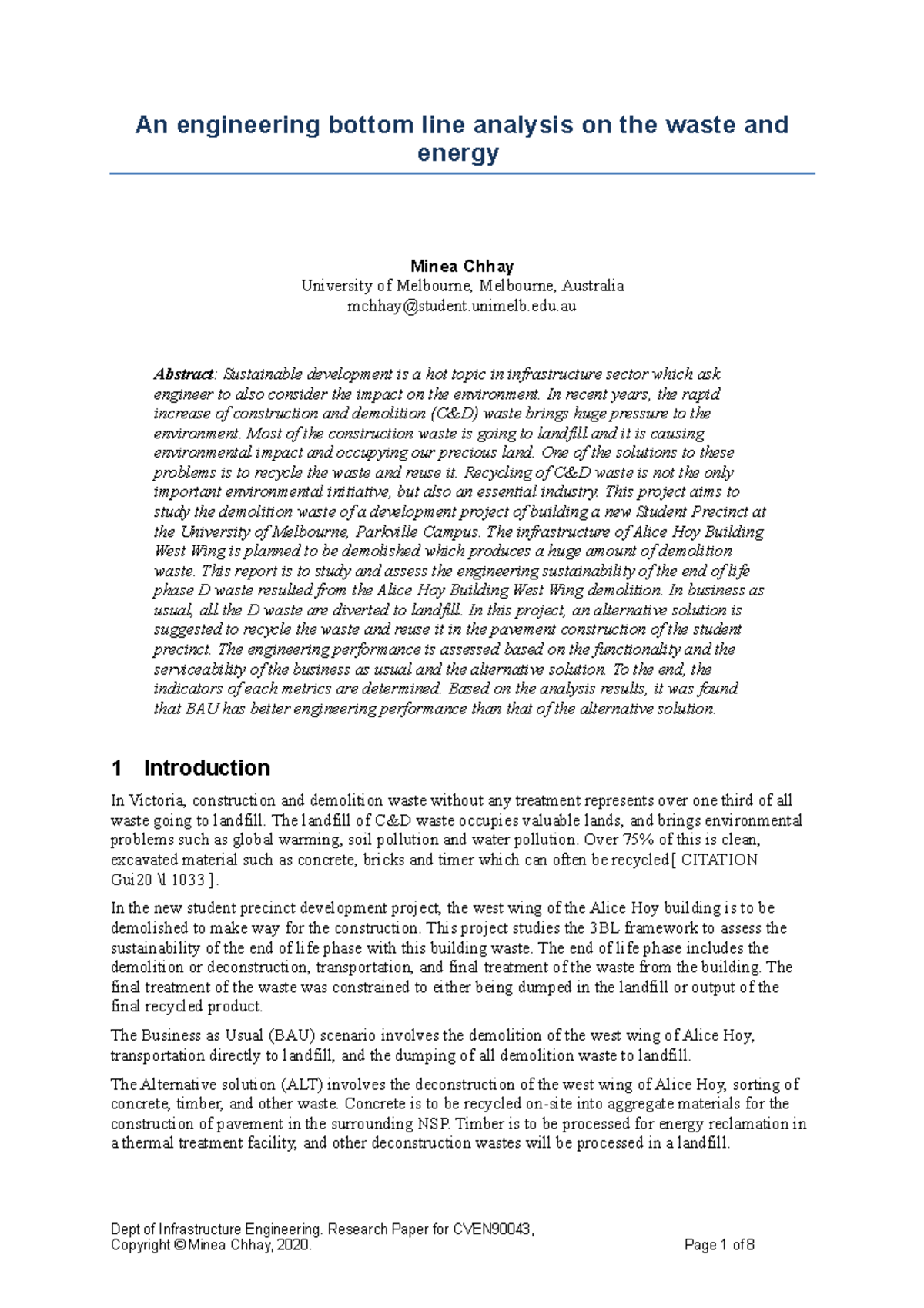 Engineer bottomline - An engineering bottom line analysis on the waste ...