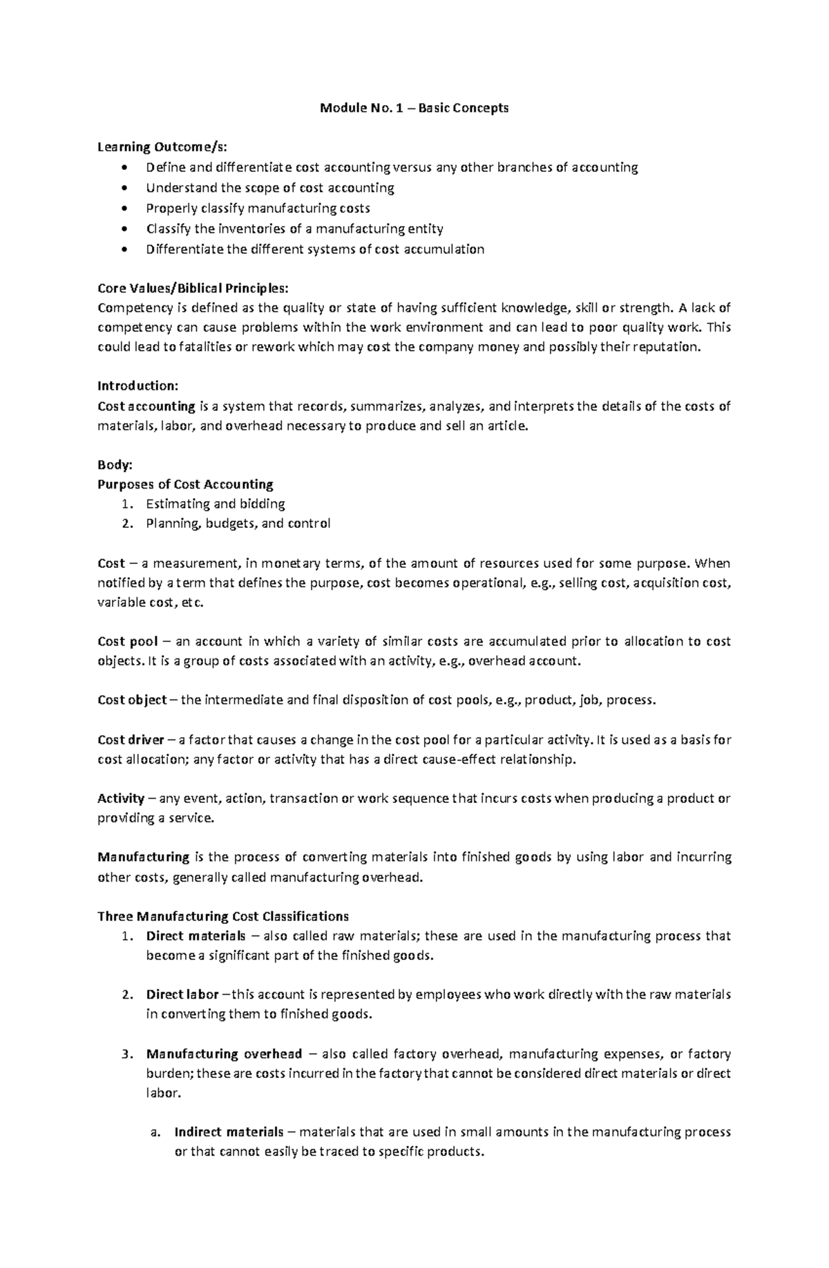 Module No 1 - Basic Concepts - Module No. 1 – Basic Concepts Learning ...