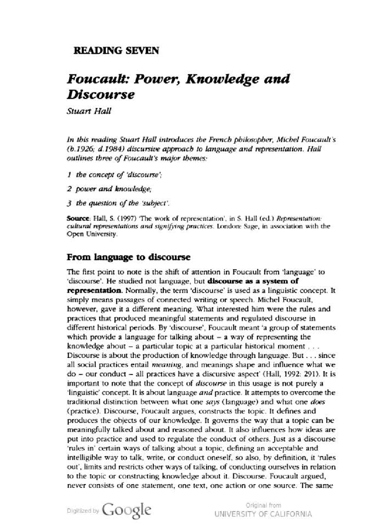 Foucault Power, Knowledge and Discourse - Modern Indian Intellectual ...