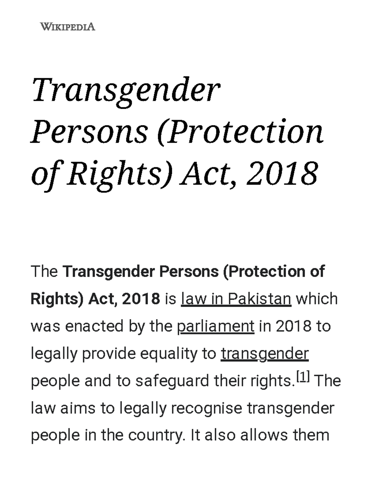 Transgender Persons (Protection of Rights) Act, 2018 - Wikipedia ...