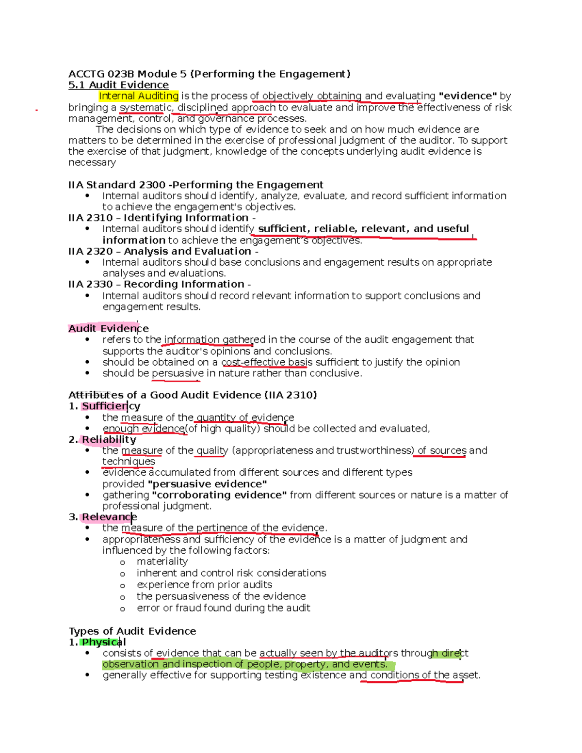 Internal Auditing Module 05 - ACCTG 023B Module 5 (Performing the ...