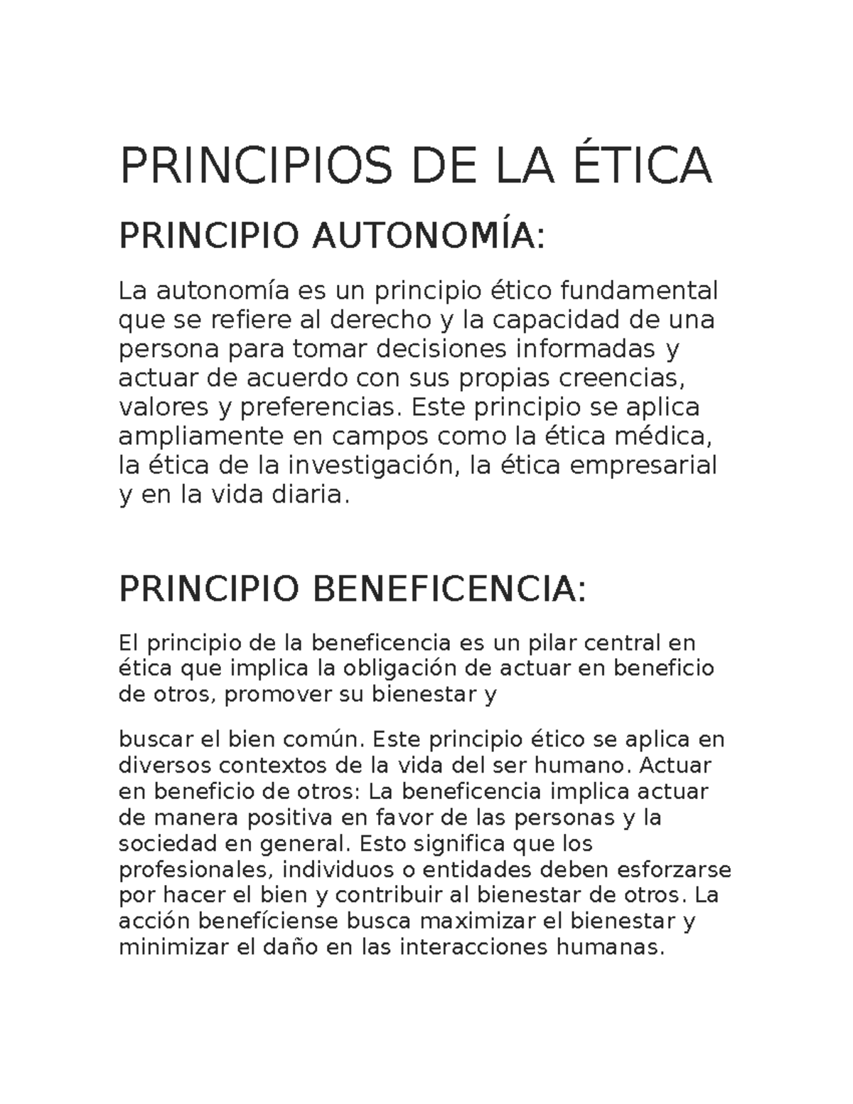 Principios DE LA Ética 2 - PRINCIPIOS DE LA É TICA PRINCIPIO AUTONOMÍA ...