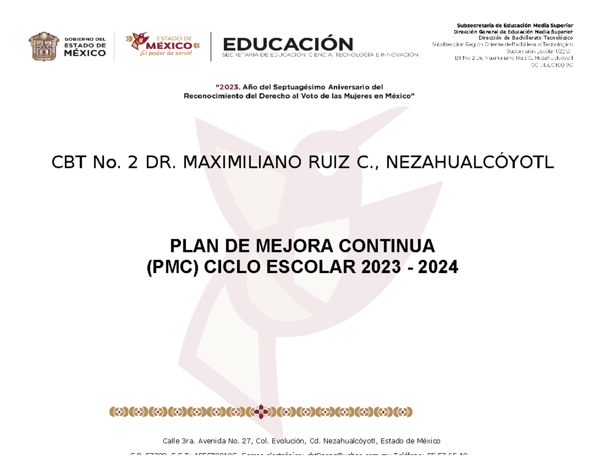 3.0 PMC 2023-2024 Dgems - Dirección General de Educación Media Superior Dirección de ...