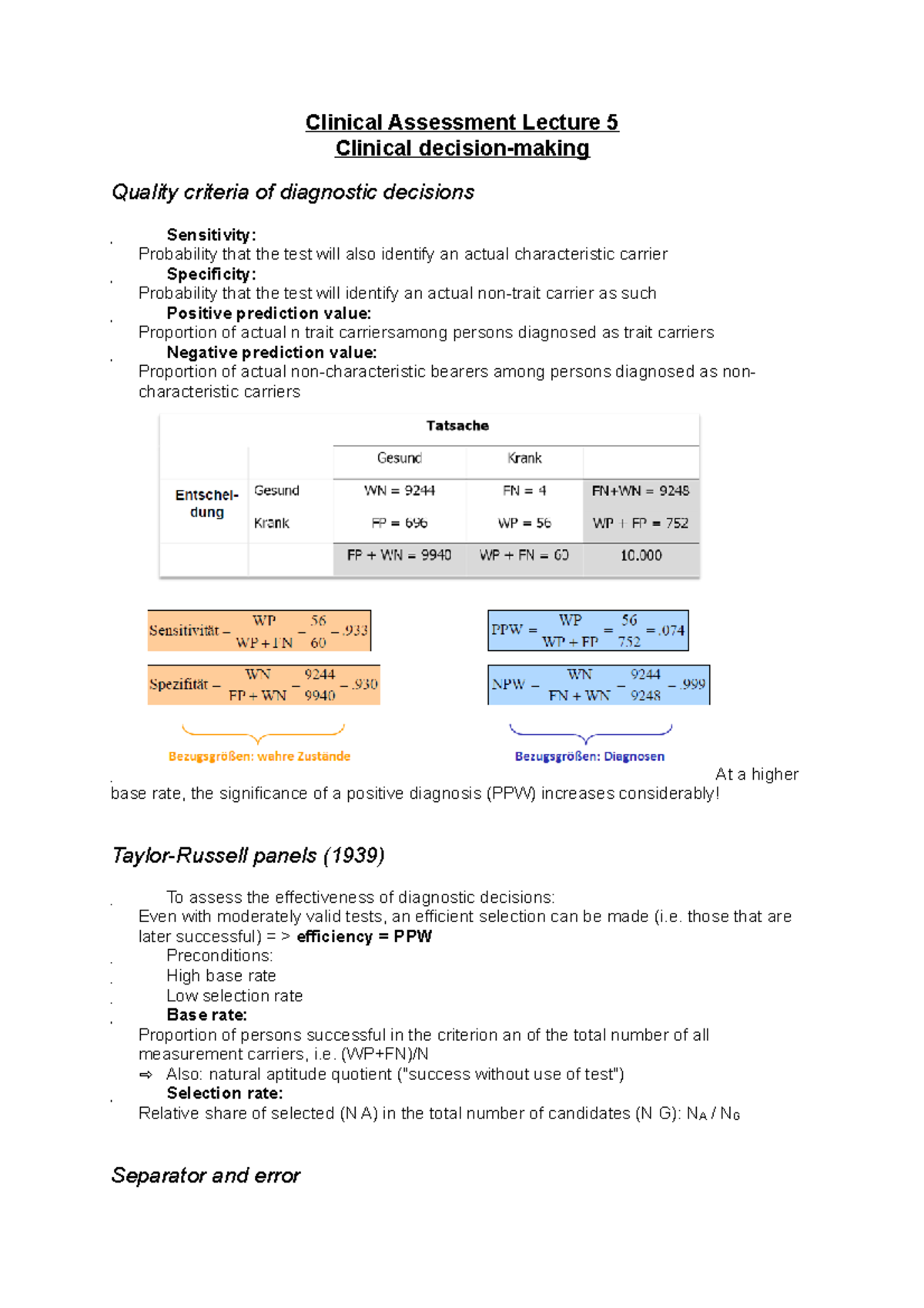 Clinical Assessment Lecture 5 - Clinical decision-making - Clinical ...