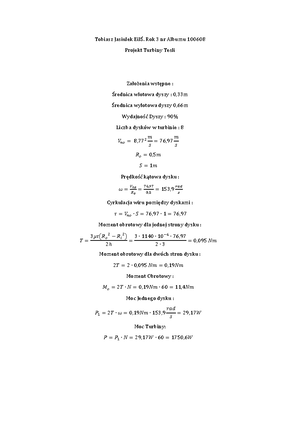Zagadnienia projektowe do projektowania Turbiny Tesli - DESIGN ANALYSIS ...