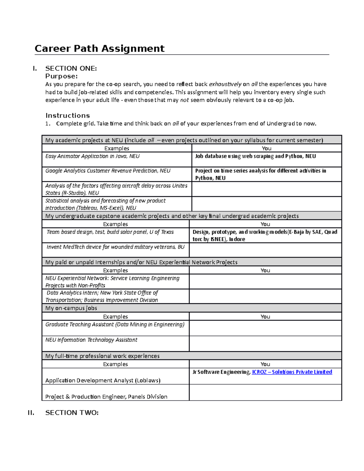Career Path Assignment.KH - Career Path Assignment I. SECTION ONE ...