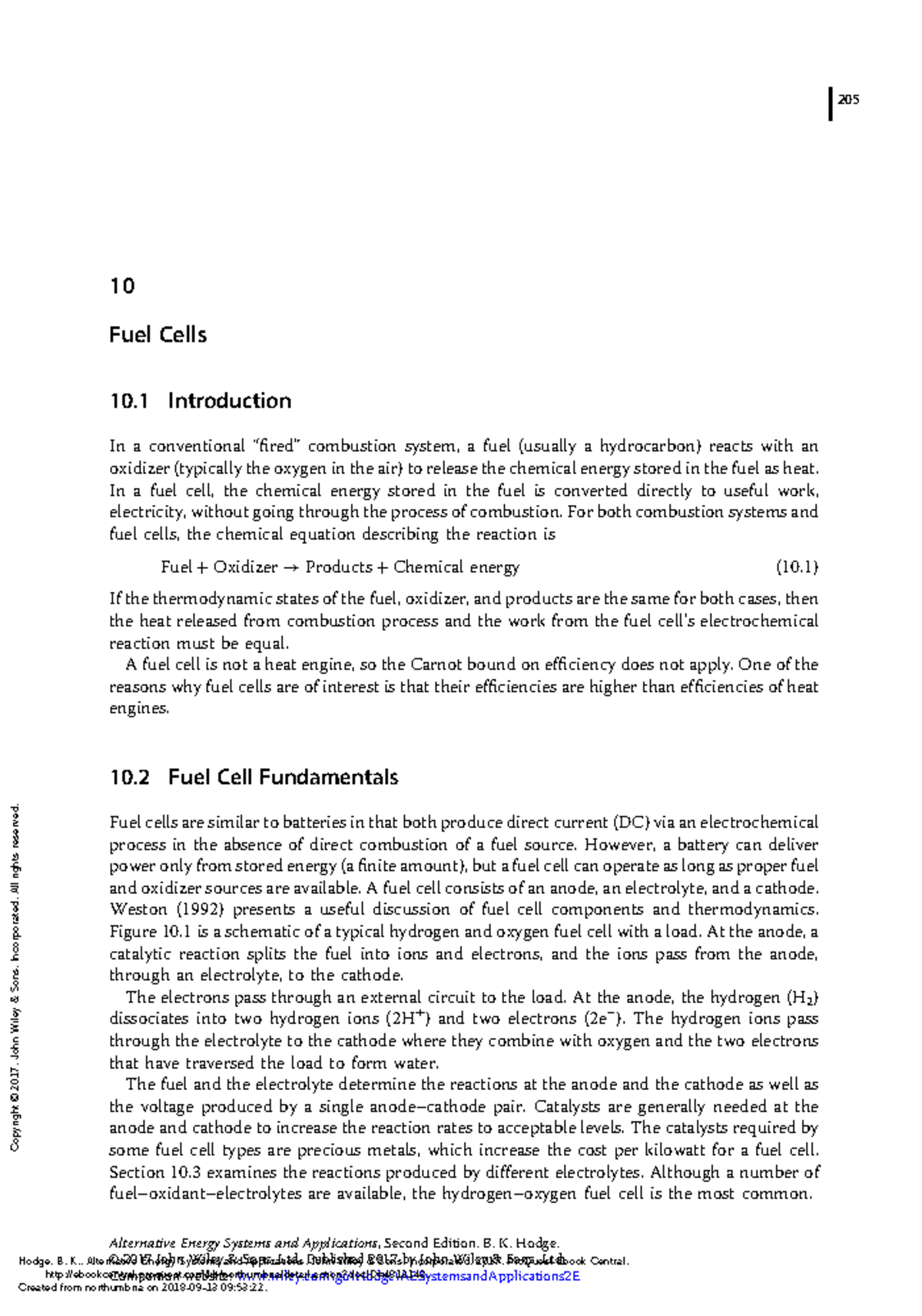 Energy Systems Environmental Sustainability - 205 10 Fuel Cells 10 ...