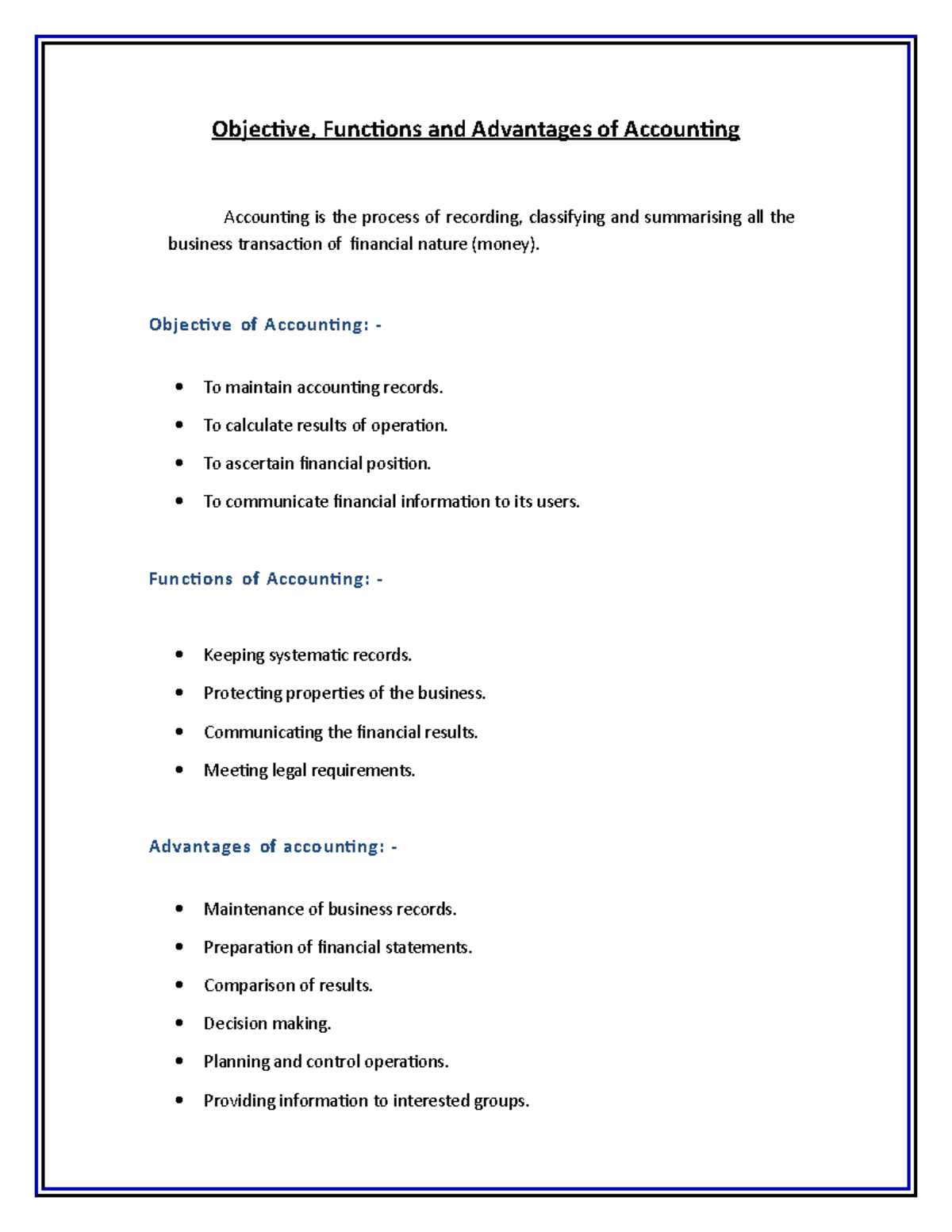 Objective of accounting in management accounting - Objective, Functions ...