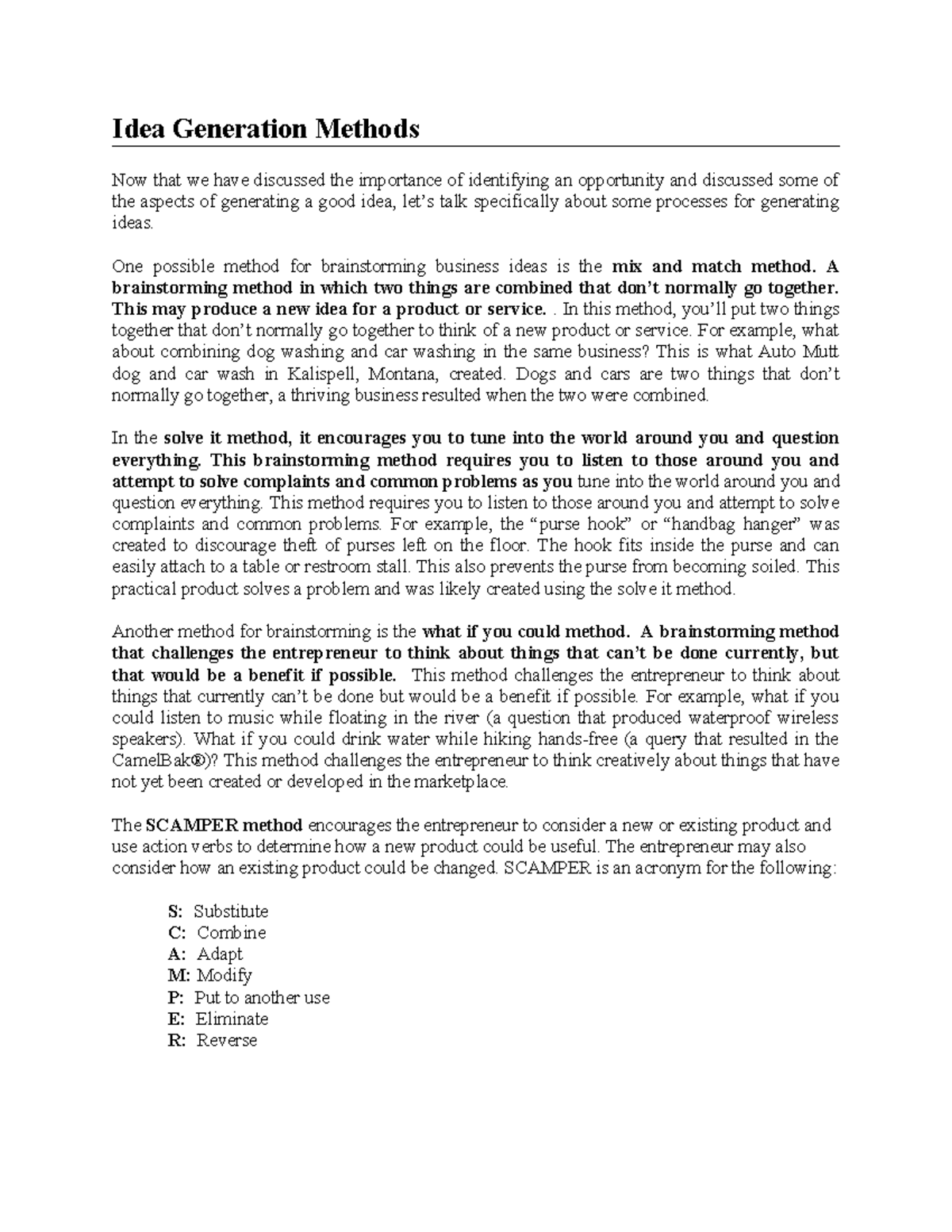 Idea Generation Methods - One possible method for brainstorming ...